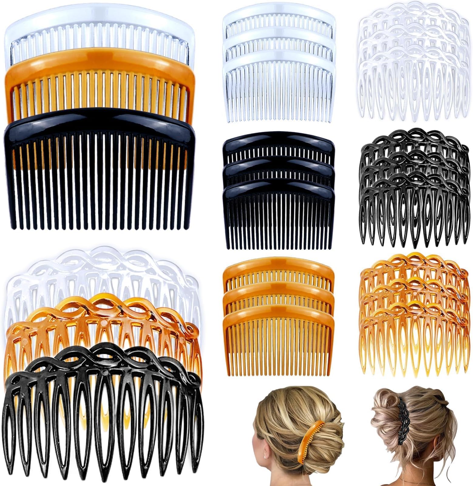 Amazon.com : 24 Pieces French Hair Side Combs Set Plastic Twist Comb ...