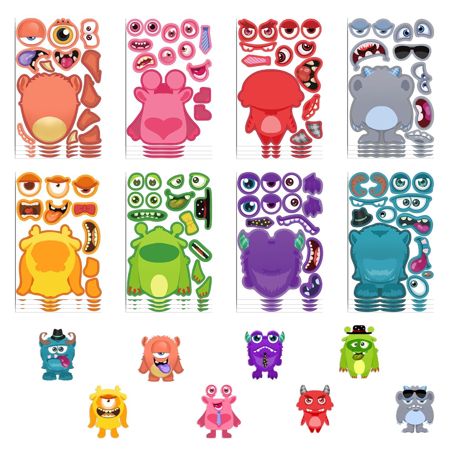 Snapklik.com : Dovipta Cute Monster Stickers For Kids, 24 Sheets Make ...
