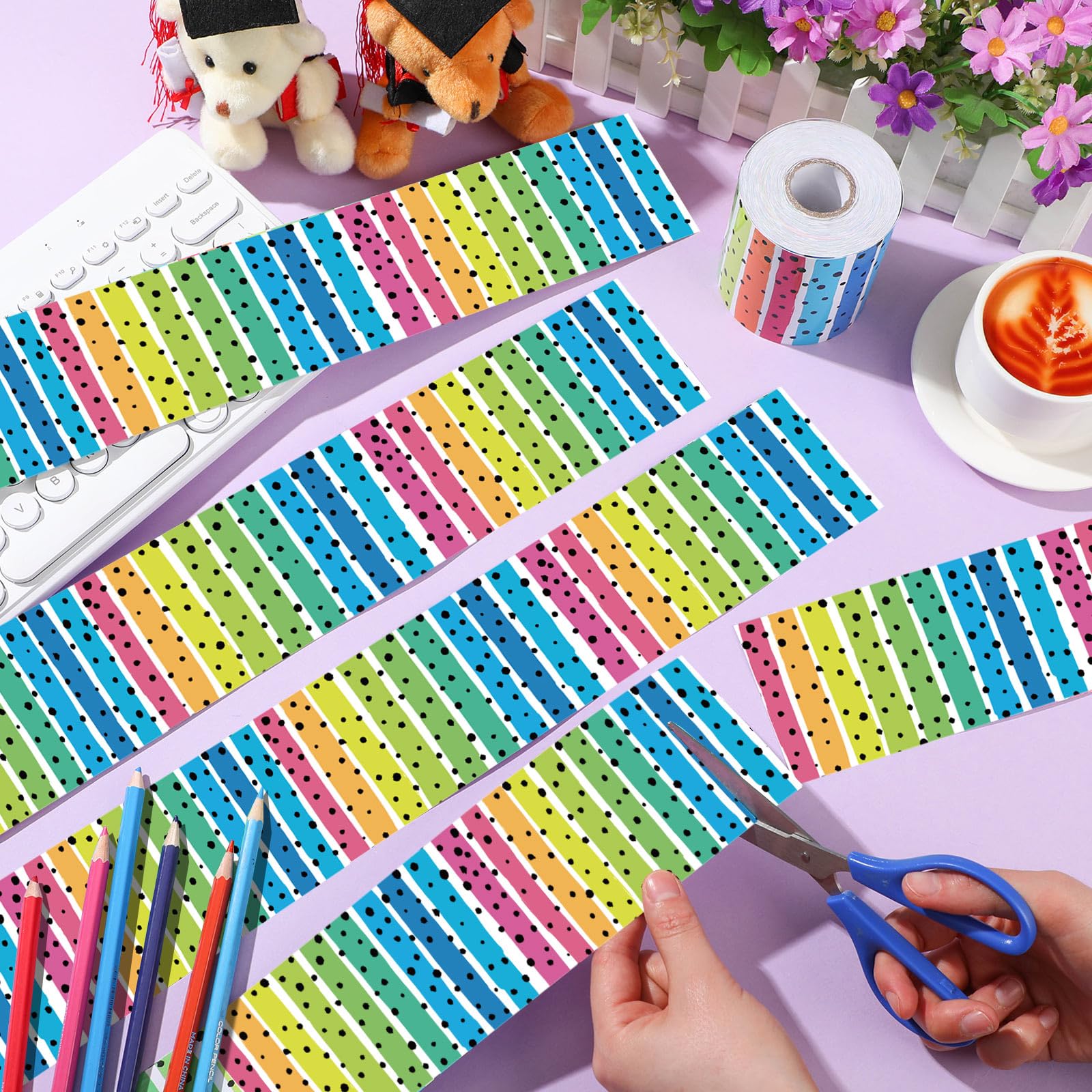 Snapklik.com : Zonon Classroom Bulletin Board Border 65 Feet Polka Dot ...