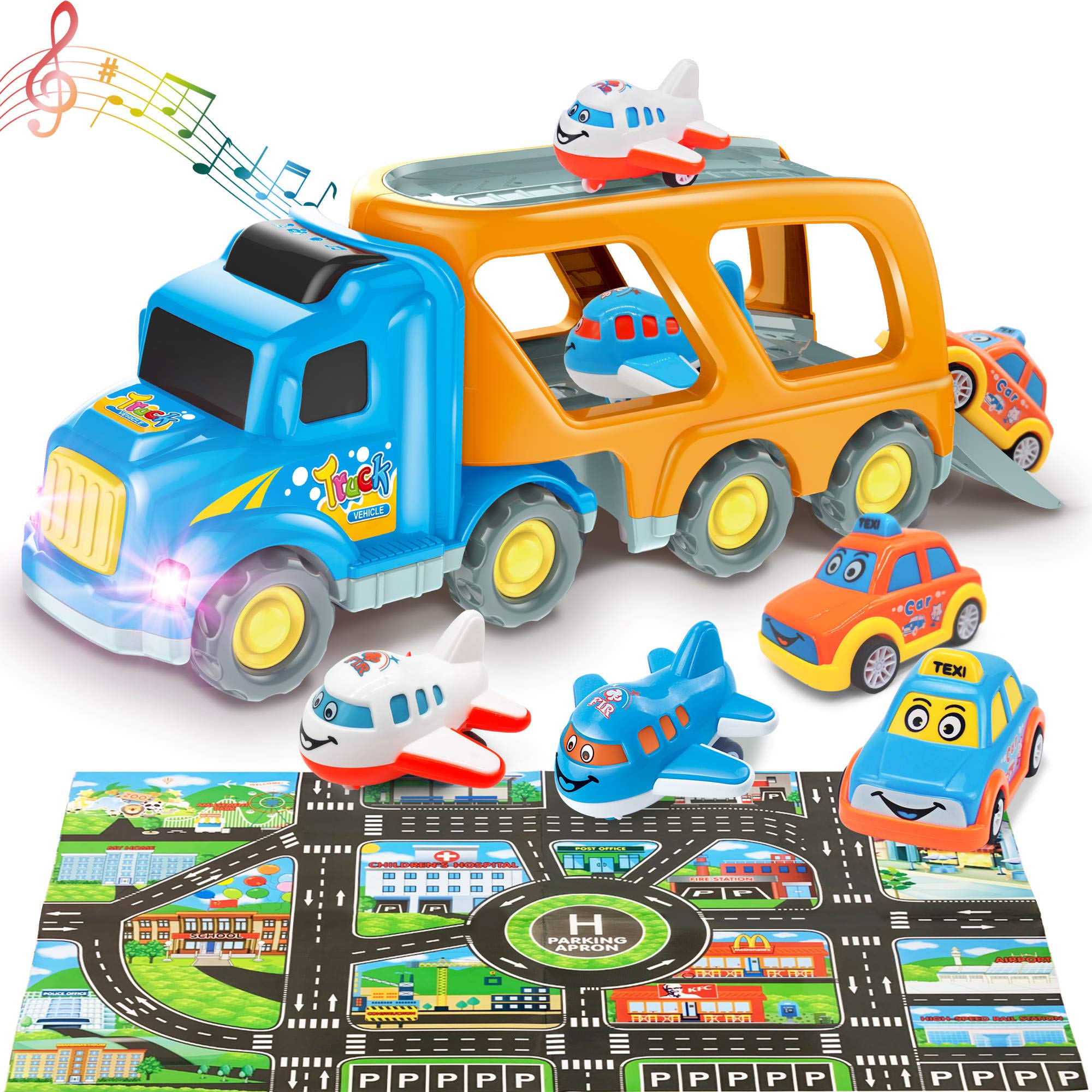 Buy Paochocky City Transport Truck Cartoon Vehicles - 5 in 1 Friction ...