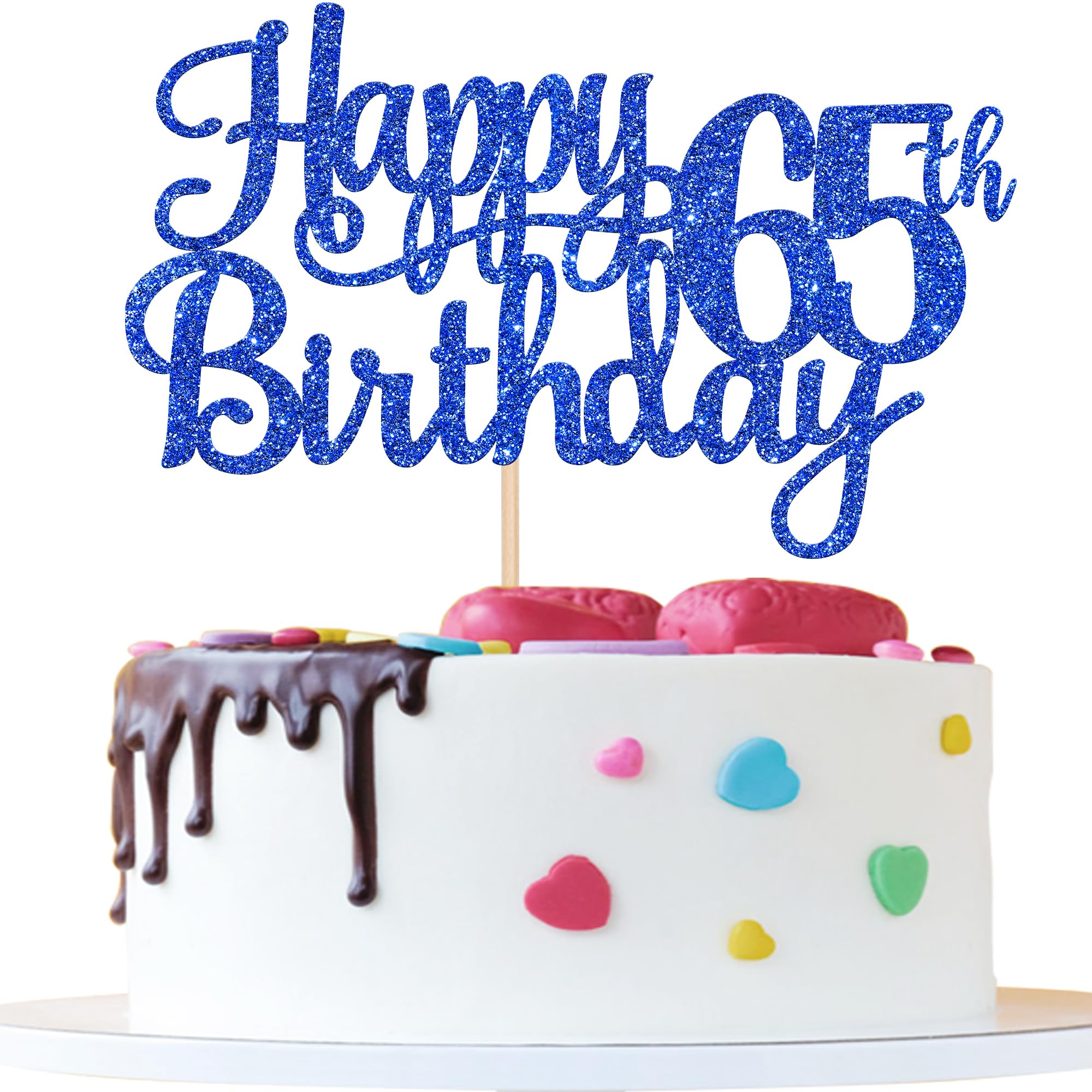 Amazon.com: 1 PCS Happy 65th Birthday Cake Topper Glitter Cheers to 65 ...