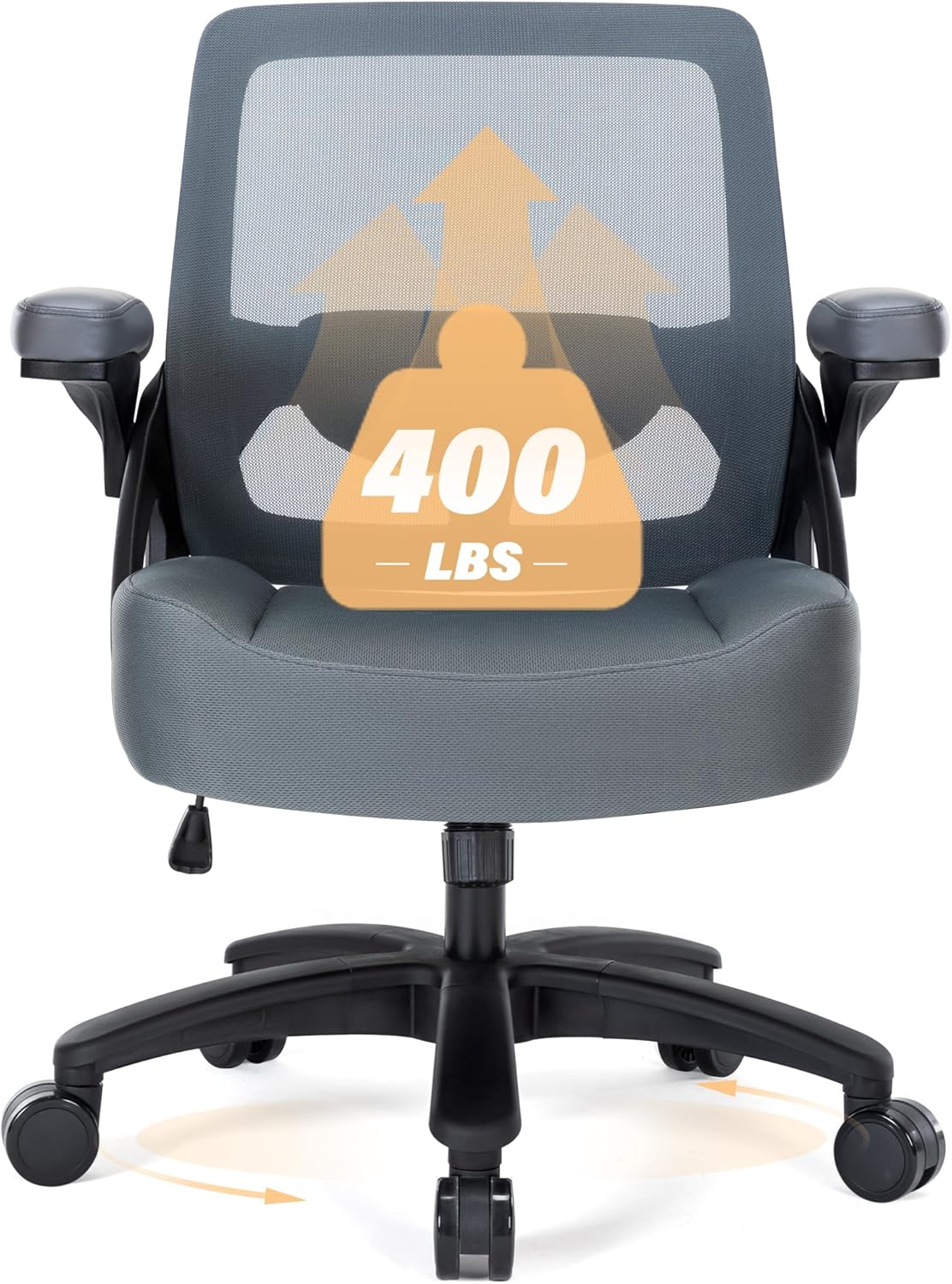 Big and Tall Office Chair 400lb- Mesh Ergonomic Heavy Duty Desk Chair ...