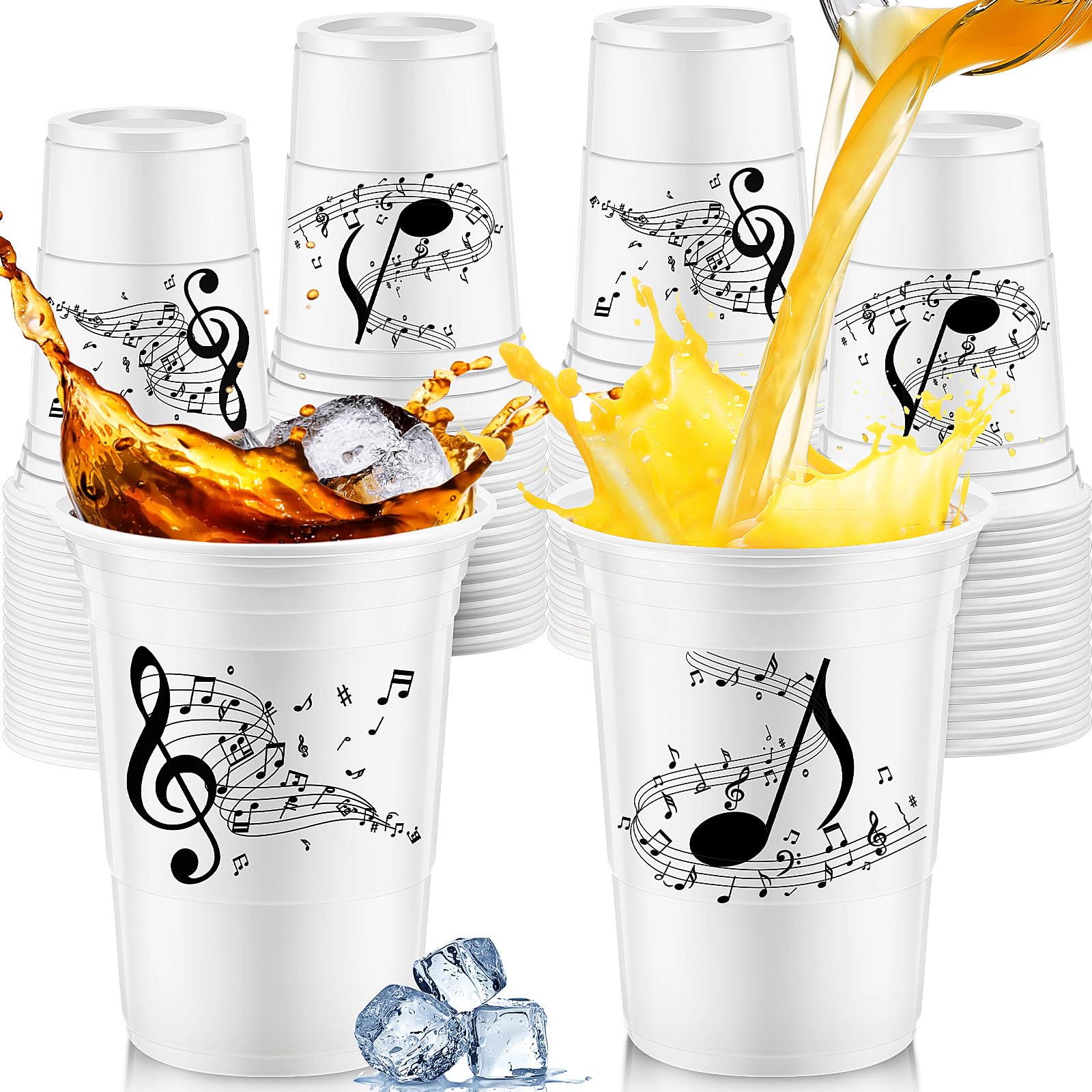 Snapklik.com : 48 Pcs Musical Note Party Supplies Bulk 16 Oz Black And ...