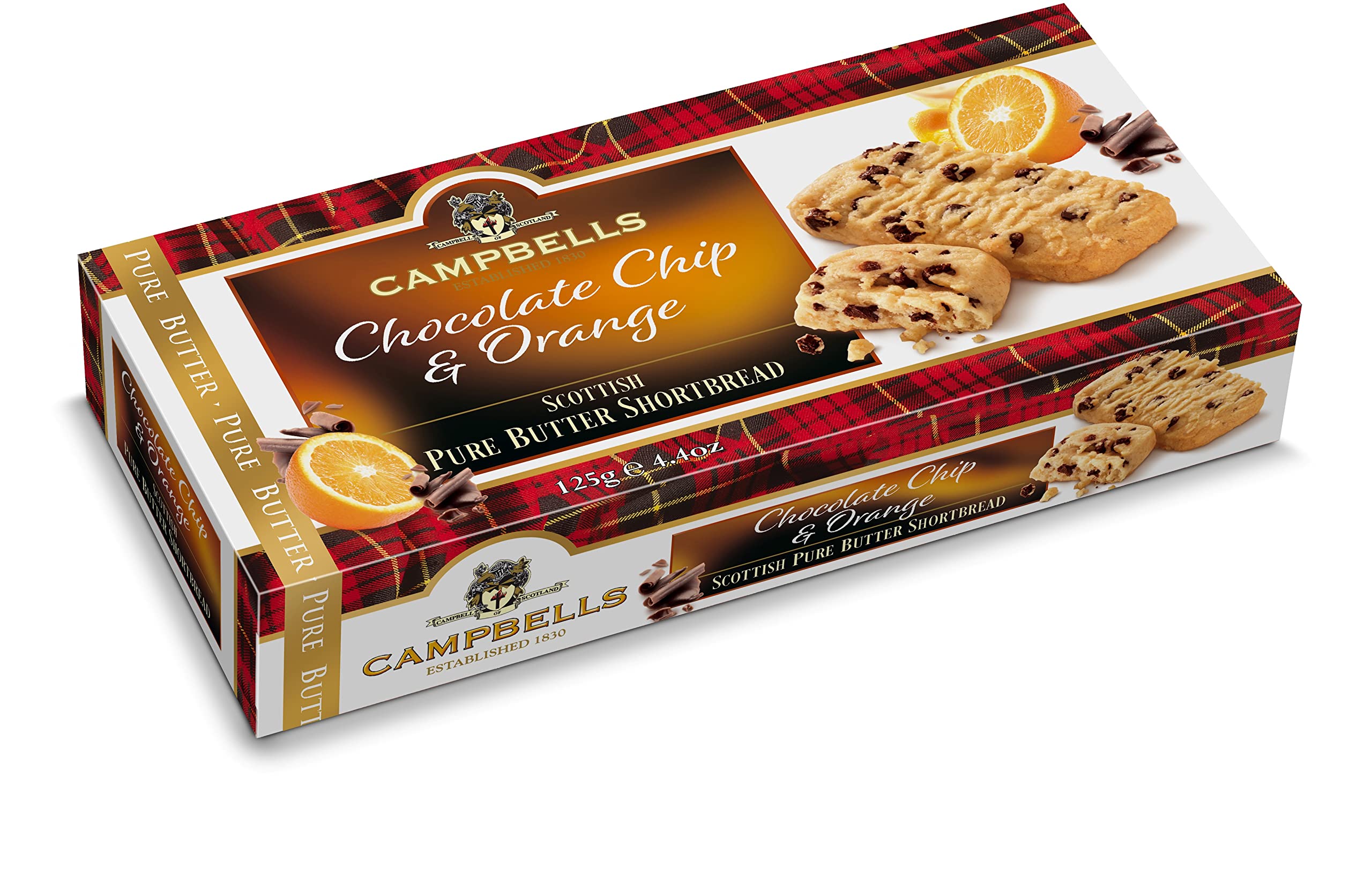 Campbells Shortbread - Choc Chip & Orange 125g Shortbread Finger Carton ...