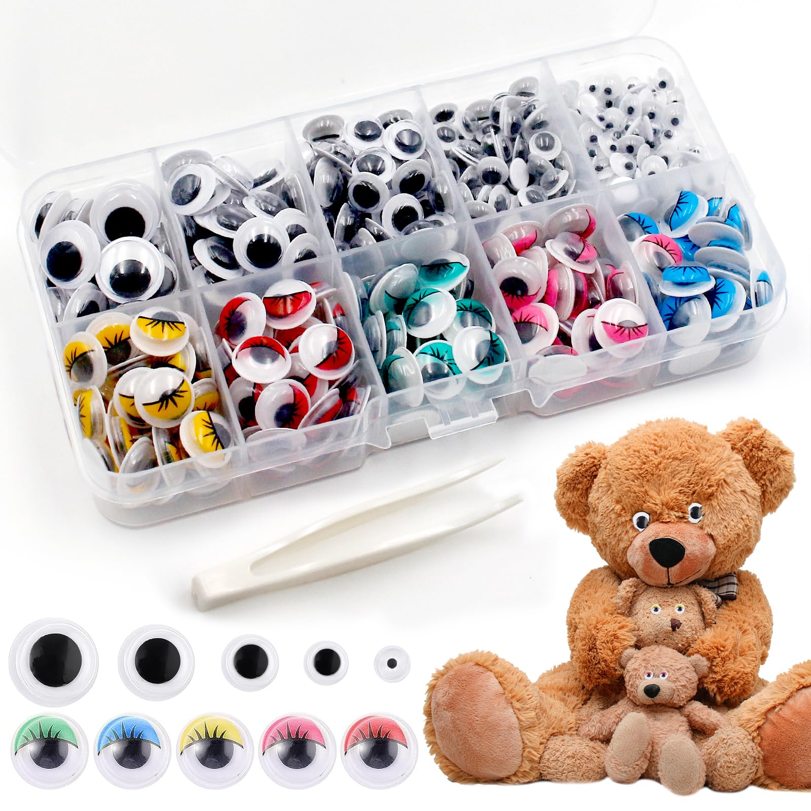 Self-Adhesive Googly Wiggle Eyes, 430Pcs Assorted Size 5-12mm Stick On ...