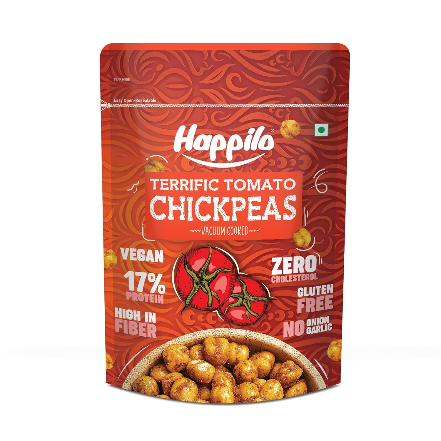 Happilo Premium Super Snack Terrific Tomato Chickpeas 110g, Crunchy and ...
