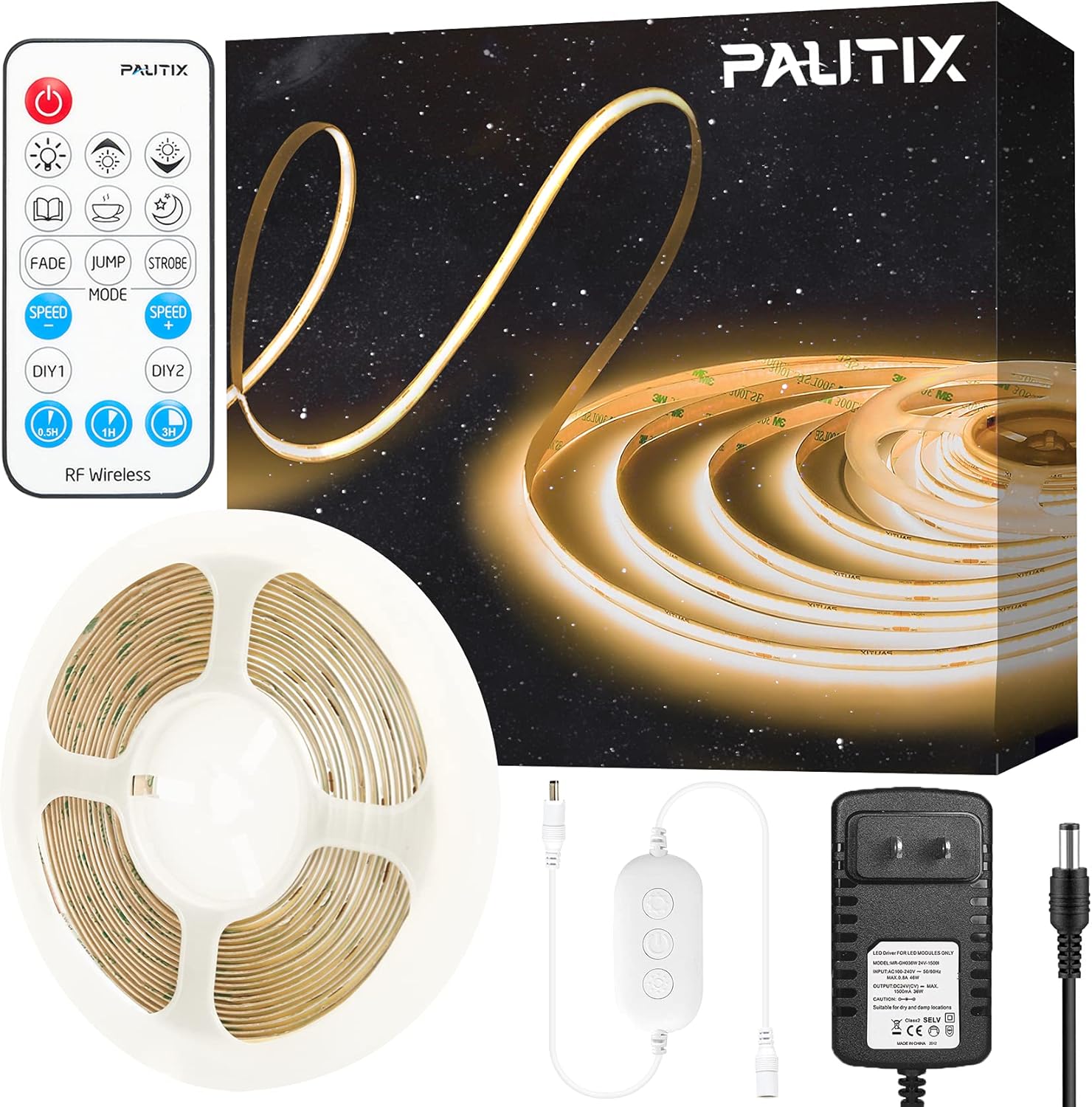 Amazon.com: COB LED Strip Light 2700K,PAUTIX 16.4ft Dimmable DC24V Warm ...