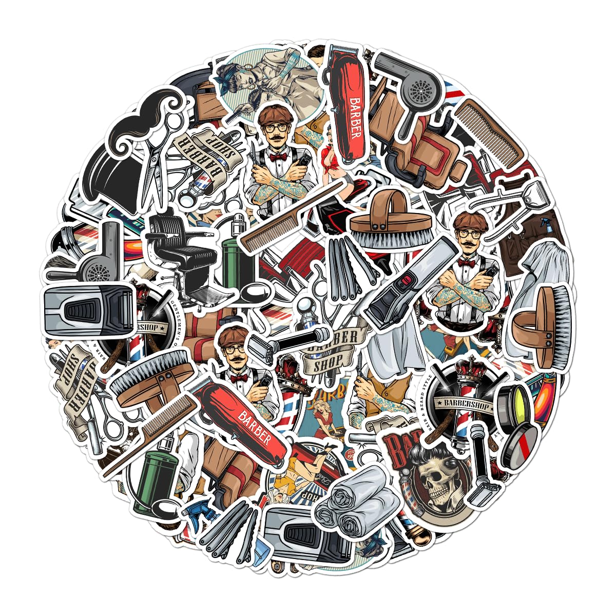 Amazon.com: 50 Pack Pcs Barber Stickers for Water Bottles Waterproof ...