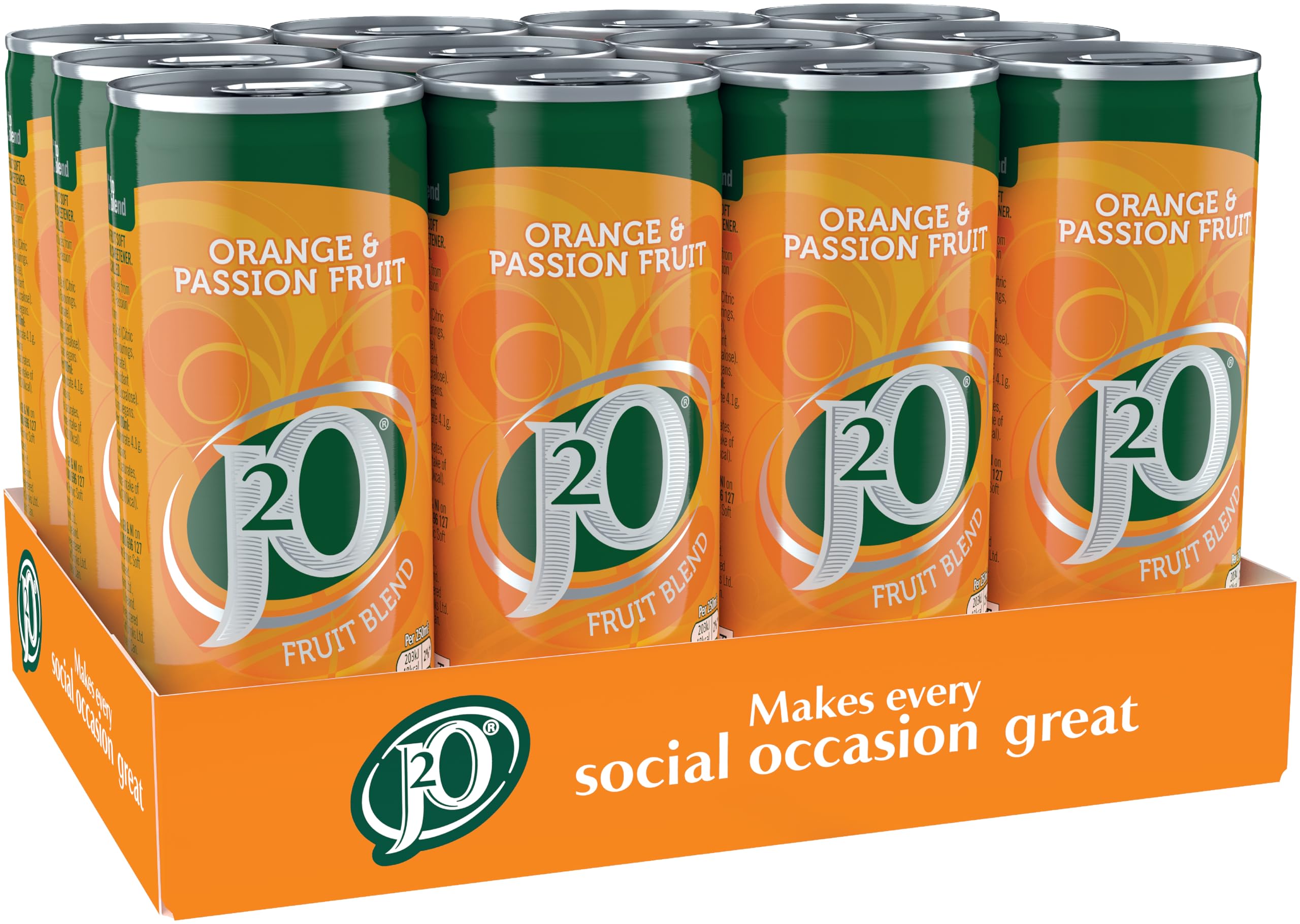 Buy J2O Fruit Juice, Orange and Passion Fruit, 250ml Cans (Pack of 12 ...