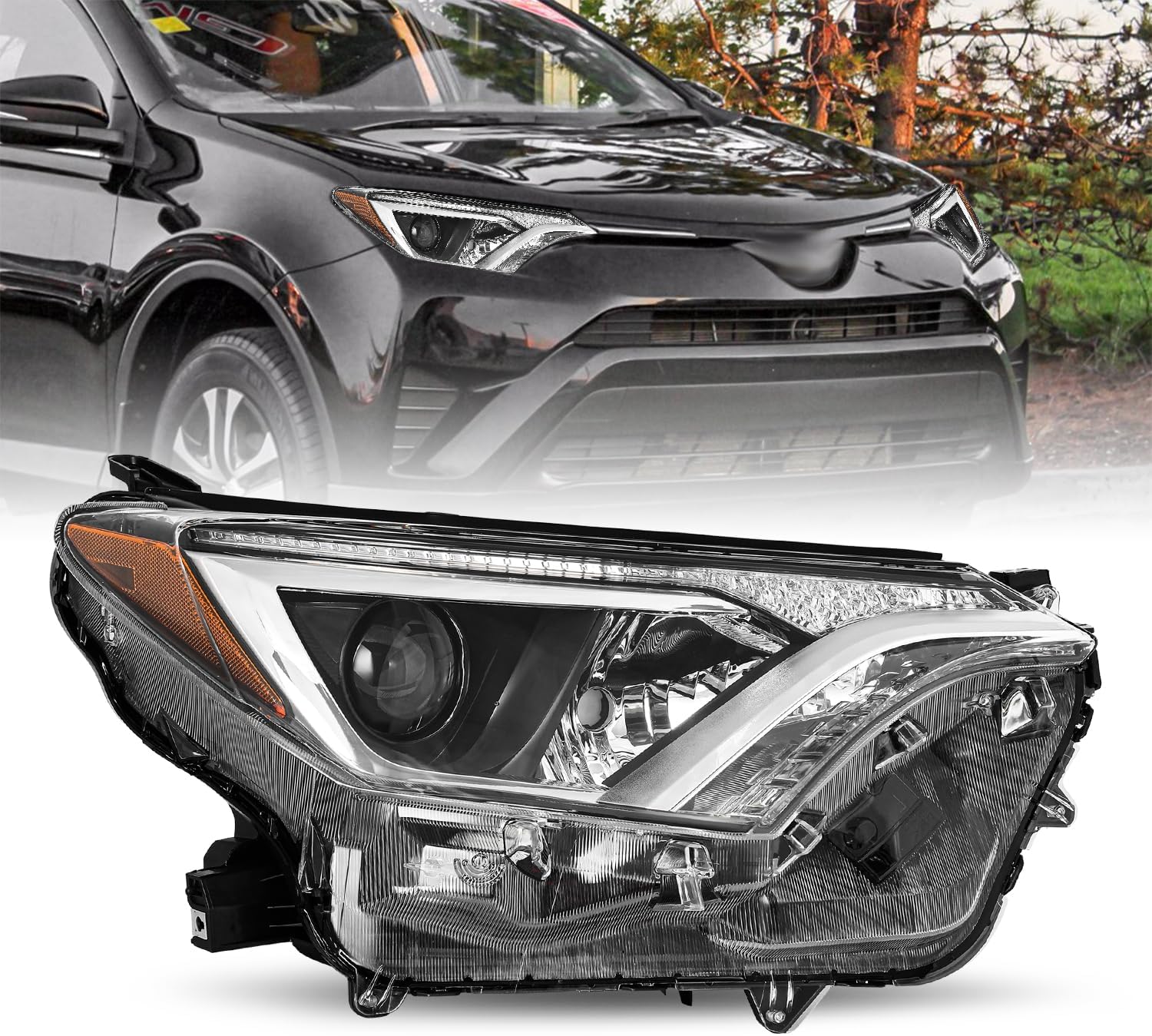 Amazon.com: JSBOYAT Halogen Headlights Assembly Replacement for 2016 2017 2018 Toyota RAV4 ...