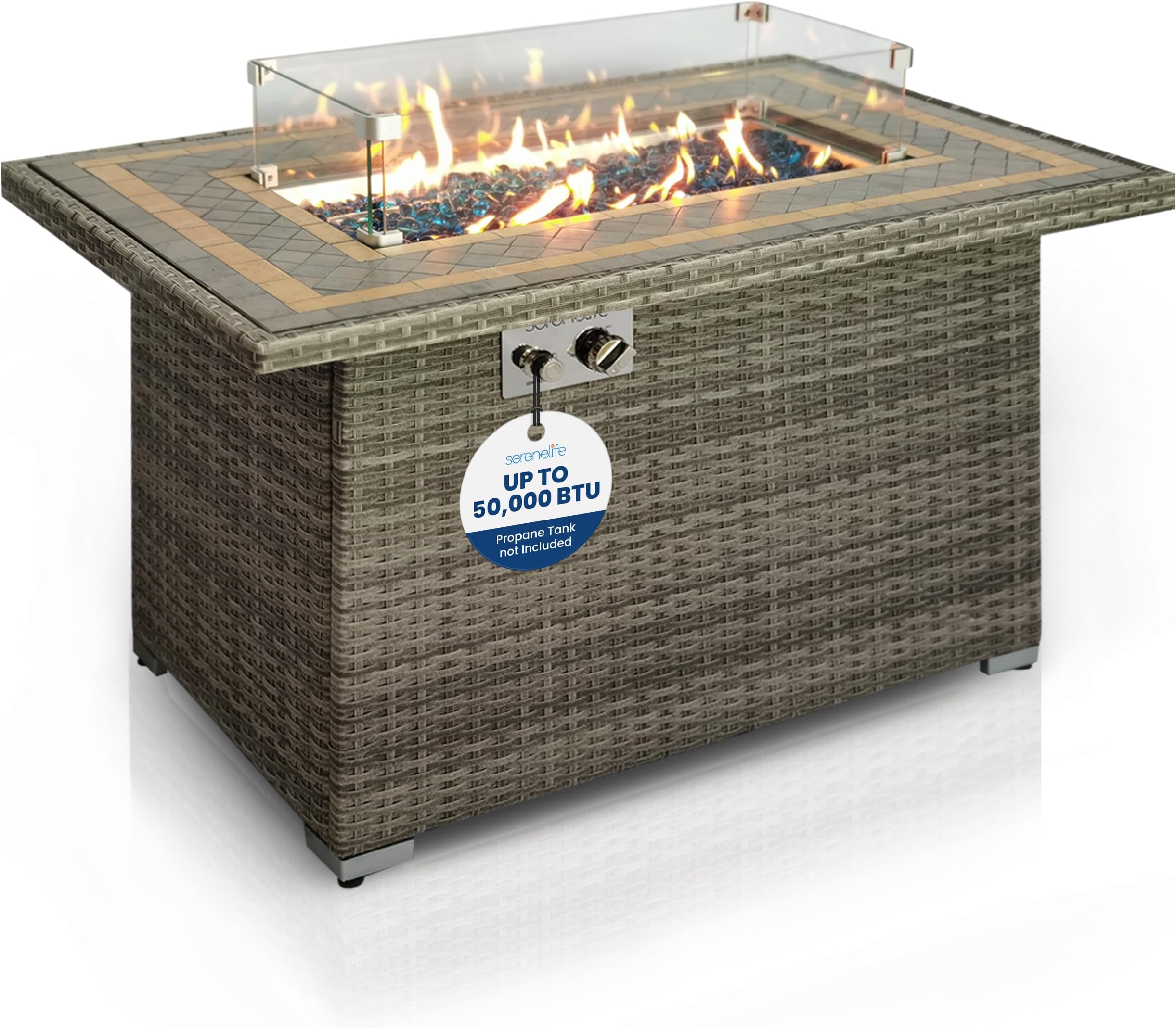 Amazon.com: COSTWAY 42" Propane Fire Pit Table, 60,000 BTU Outdoor ...
