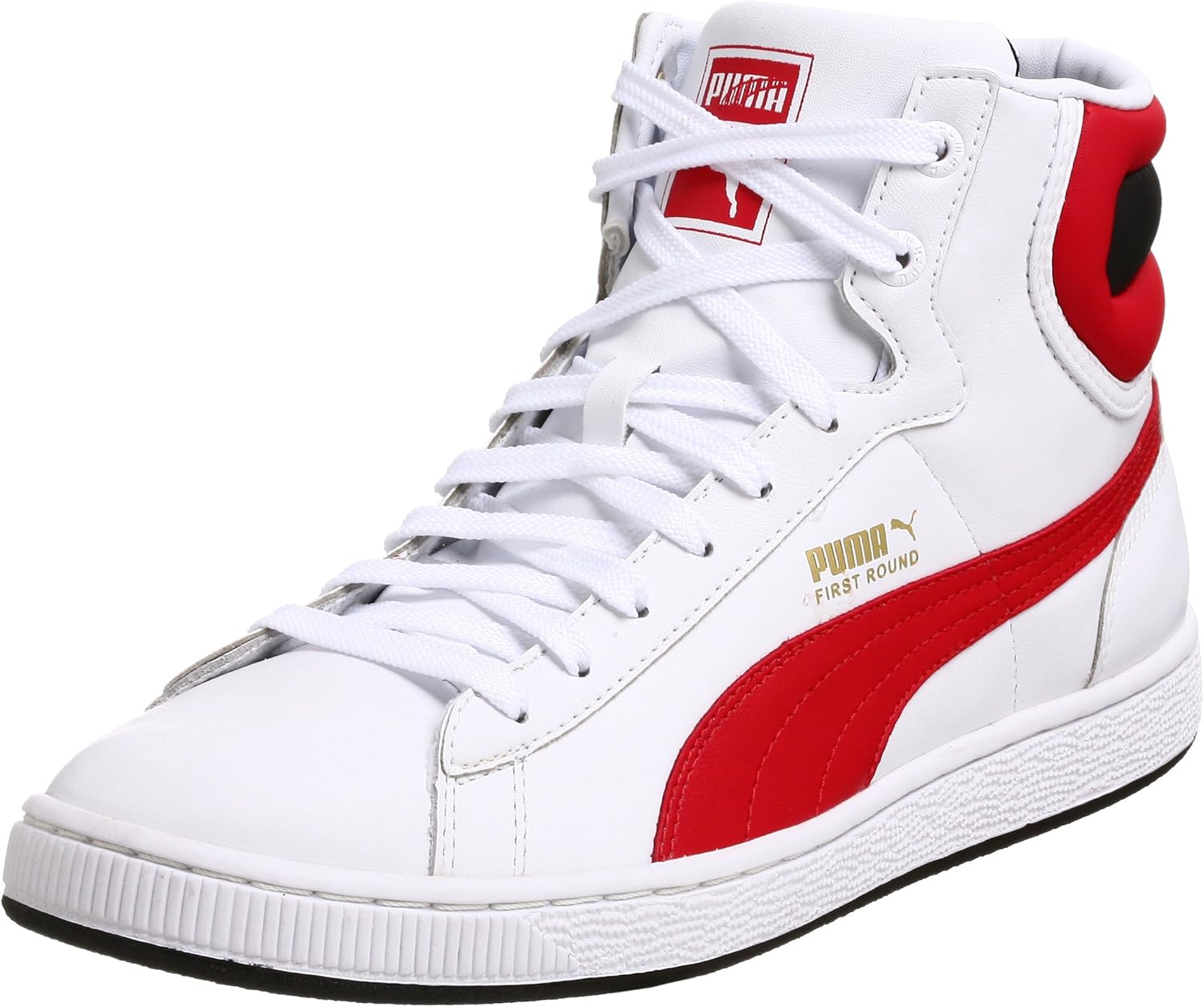 Amazon.com | PUMA Men's First Round L Basketball Shoe,White/Red/Black,4 ...