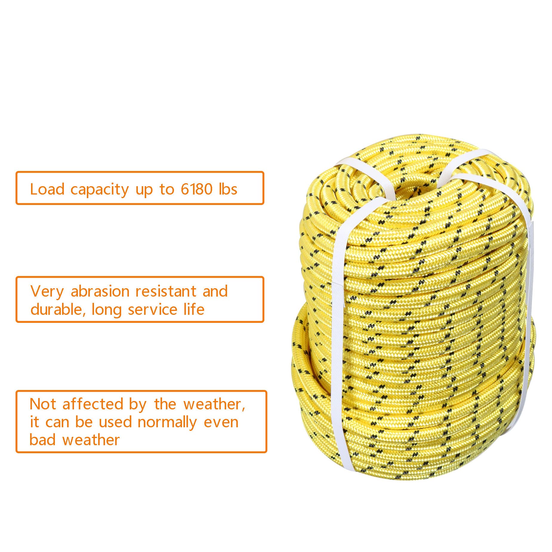 Snapklik.com : Double Braid Polyester Rope Nylon Pulling Rope Arborist ...