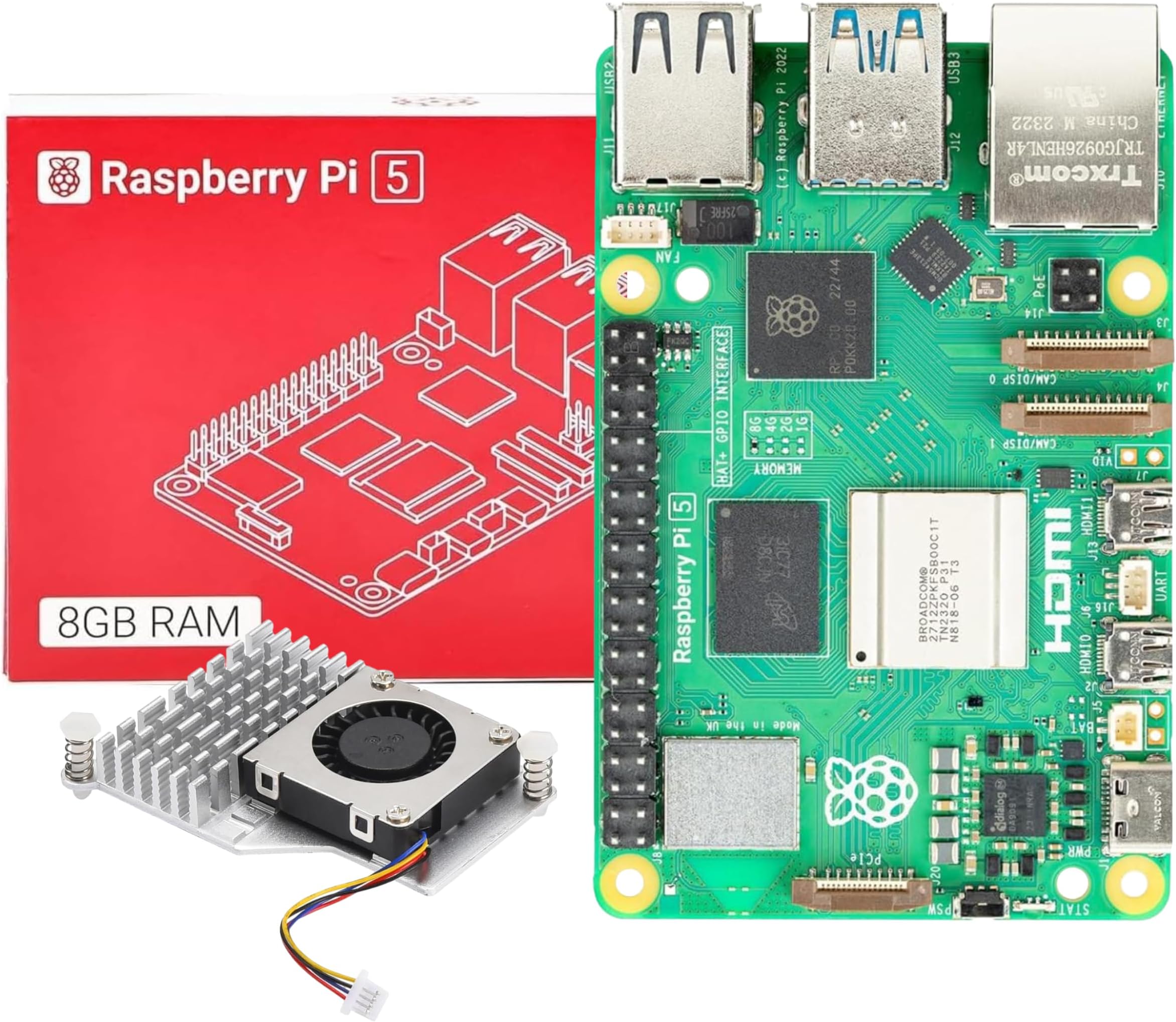 iRasptek for Raspberry Pi 5 Single Board 8GB with Included Active ...