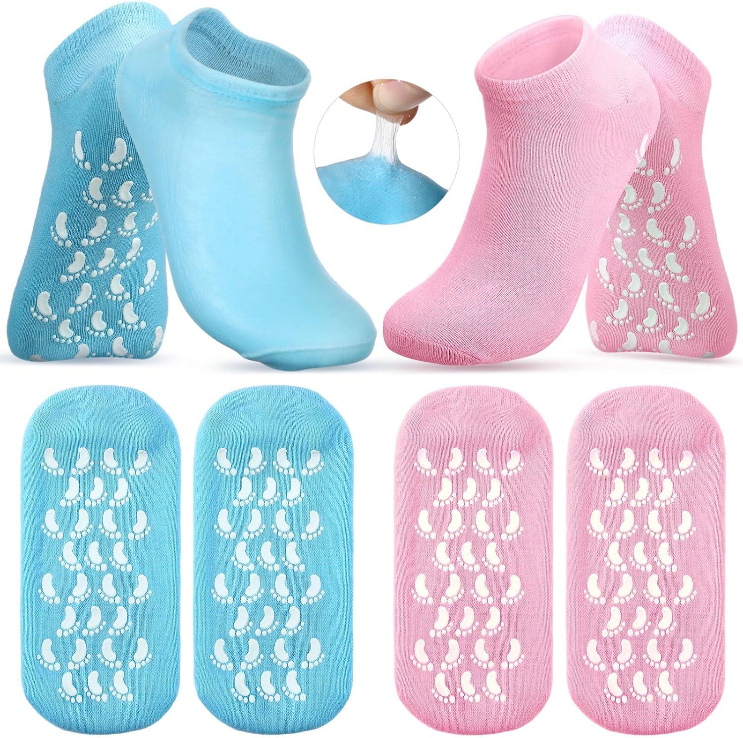 Amazon.com : Chuarry 4 Pairs Gel Lined Socks for Dry Cracked Feet Women ...