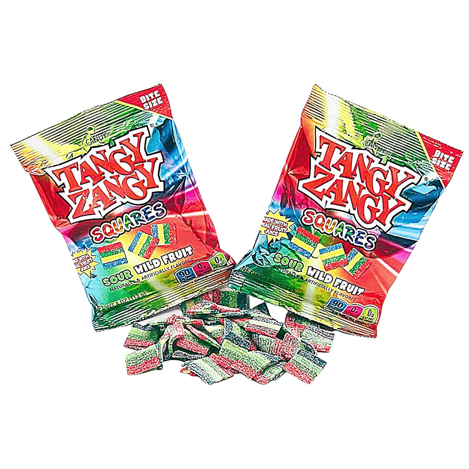 Amazon.com : Tangy Zangy Sour Wild Fruit Squares, Bite Size Gummy ...