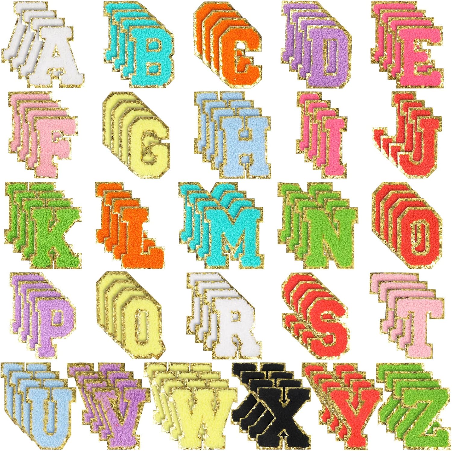 Amazon.com: 104 Pcs Chenille Letter Patches, Fuzzy A-Z Iron on Letters ...