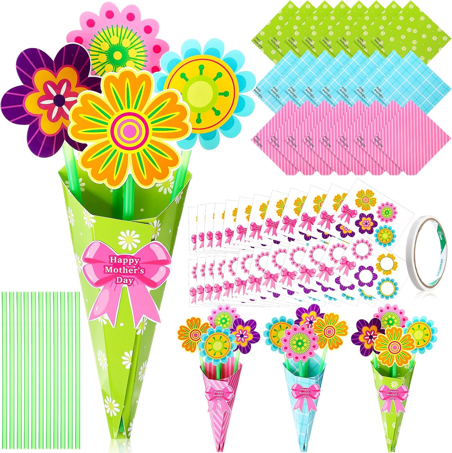 Amazon.com: Funrous 24 Pcs Flower Bouquet Craft Kit DIY Mother's Day ...