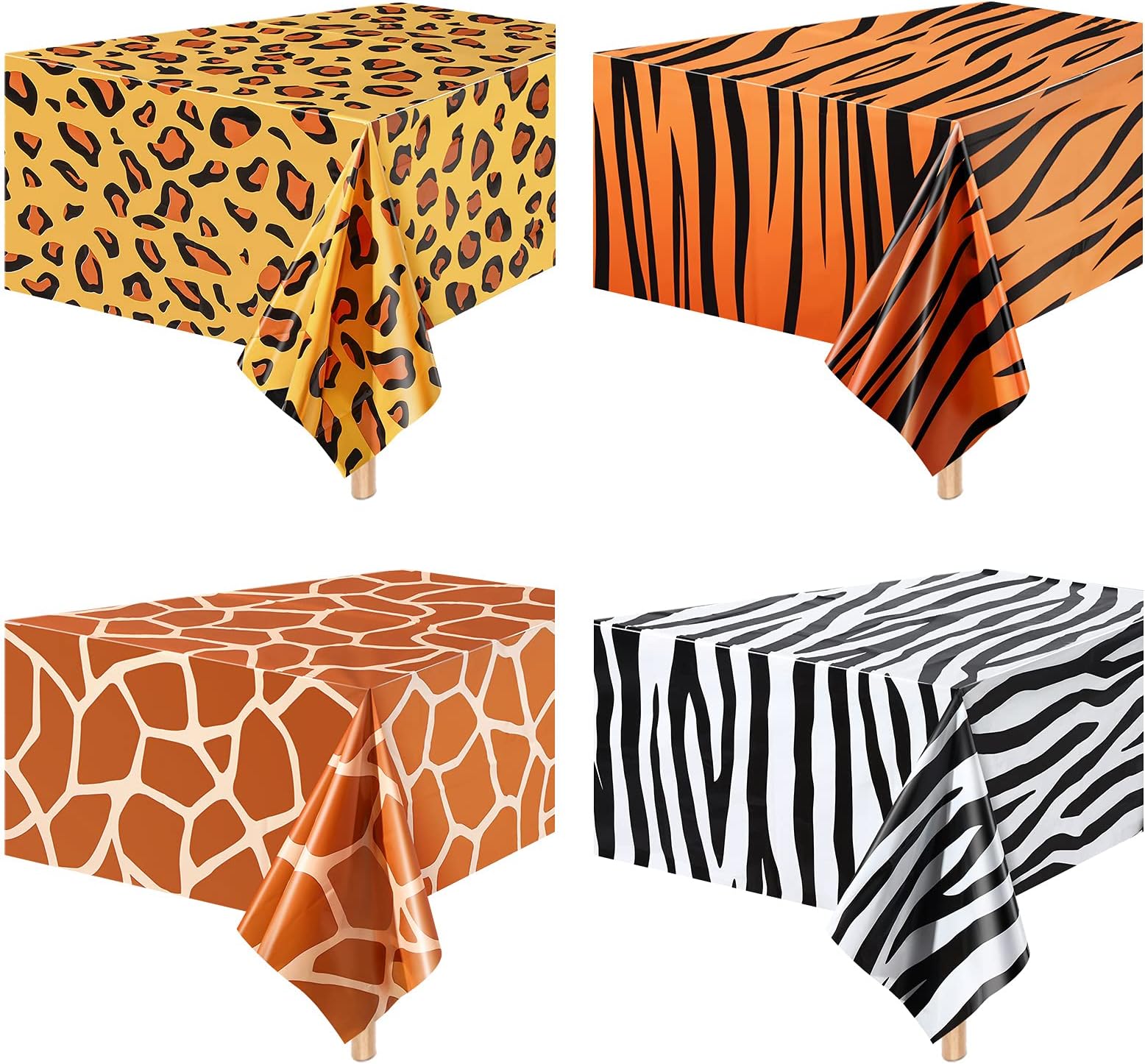 Amazon.com: 4 Pack Animal Safari Theme Zoo Print Table Cover Animal ...