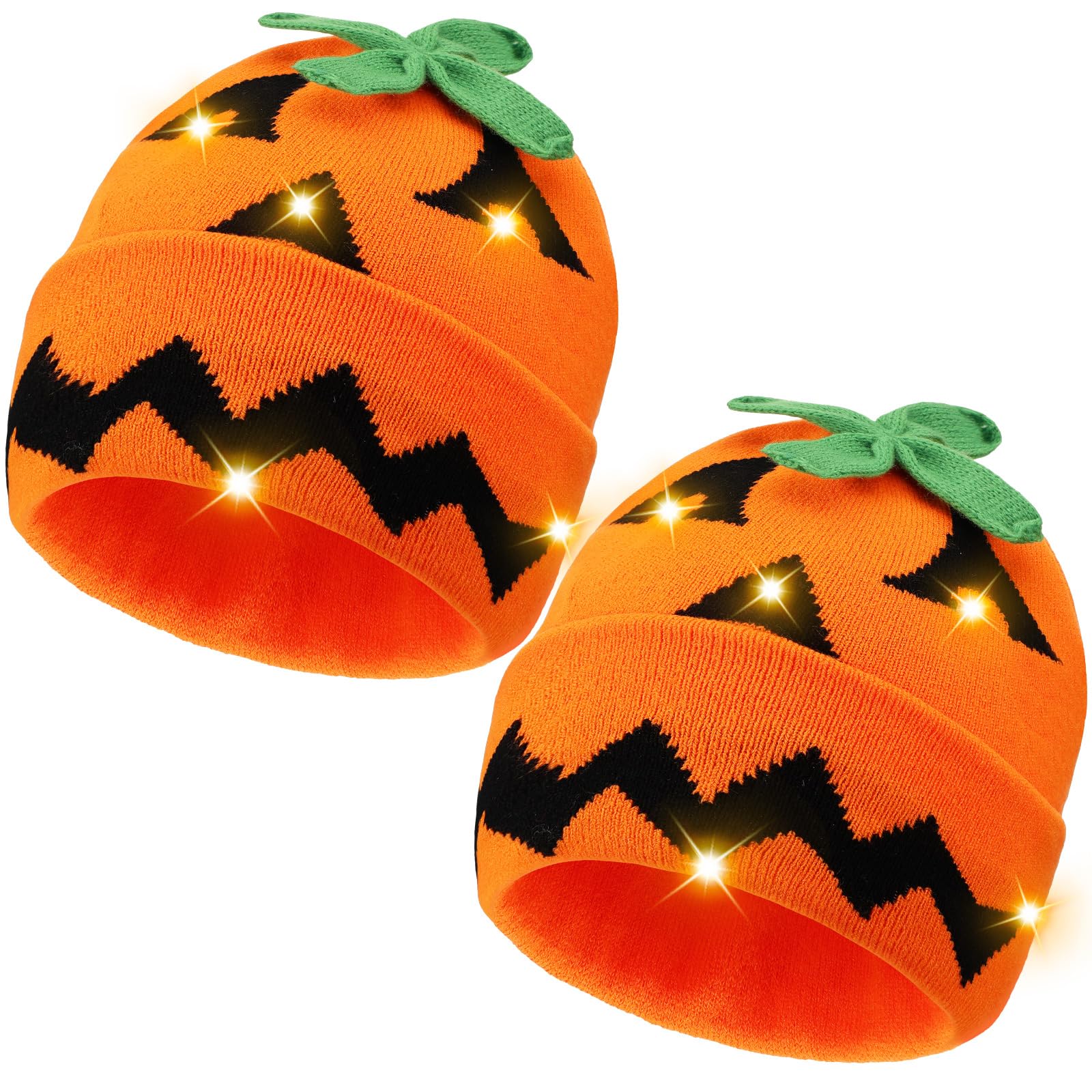 Amazon.com: Sintege 2 Pcs Halloween Light Up Beanie Cute LED Glowing ...