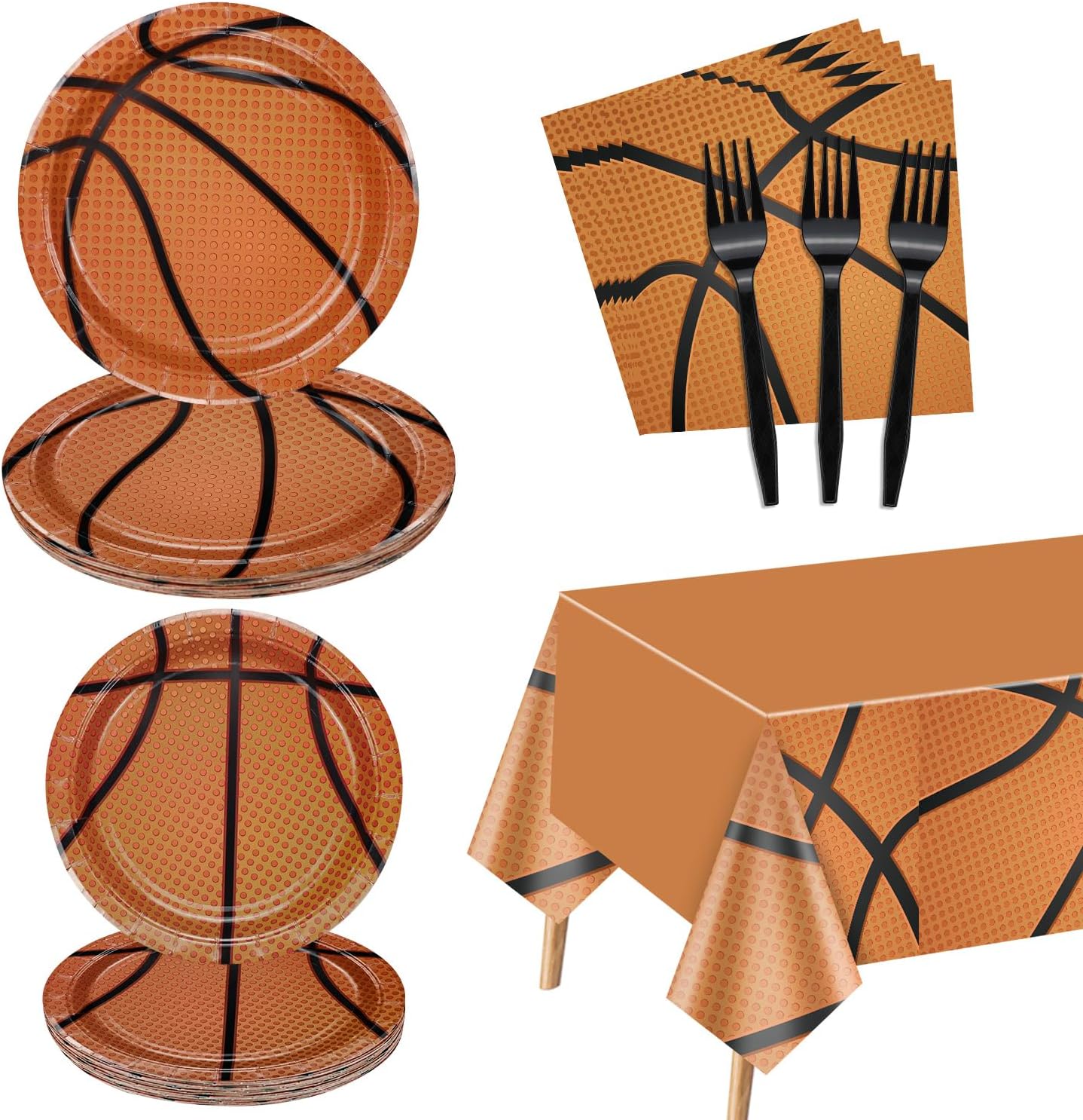 Amazon.com: 81 Pcs Basketball Tableware Set, Basketball Party Plates ...
