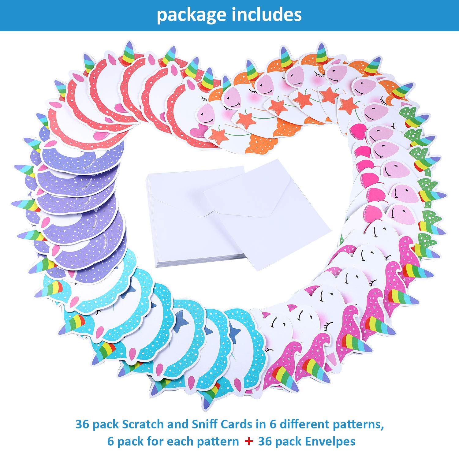 Snapklik.com : 36 Pieces Unicorn Valentines Day Scratch And Sniff Cards ...