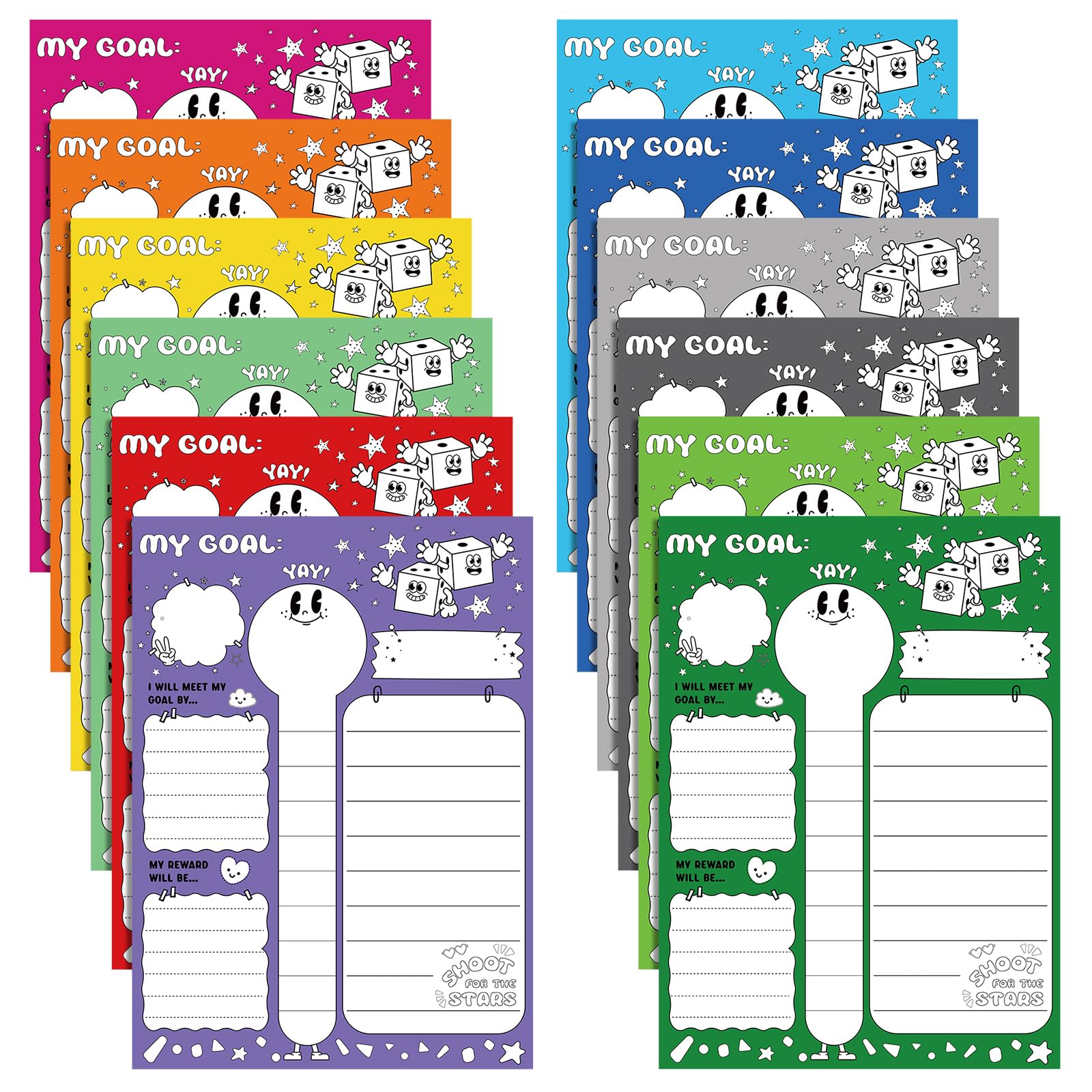 12 Pieces Goal Tracker Vertical Goal Thermometer Poster Classroom ...