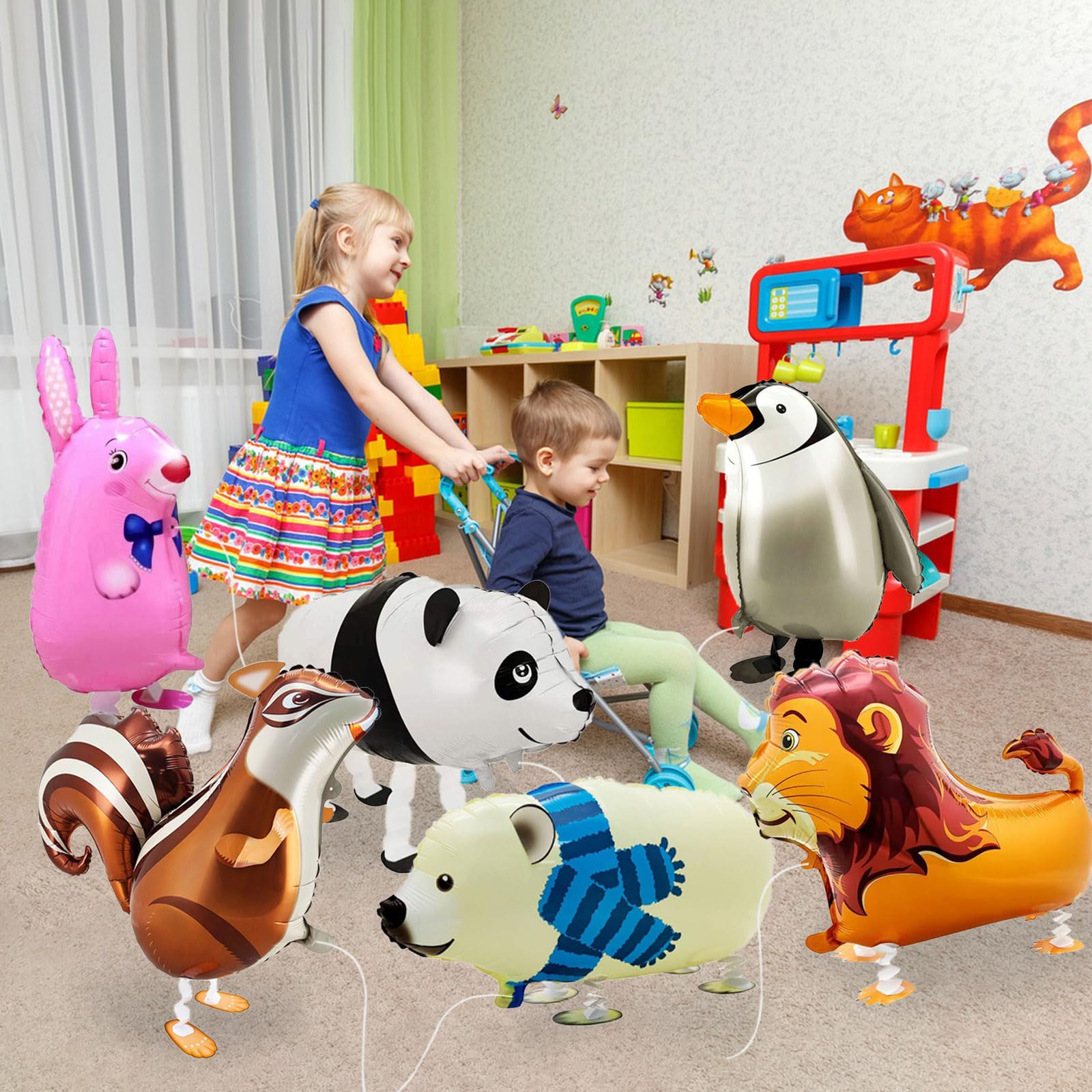 Snapklik.com : 6 Pcs Walking Animal Balloons Cute Walking Panda Polar ...