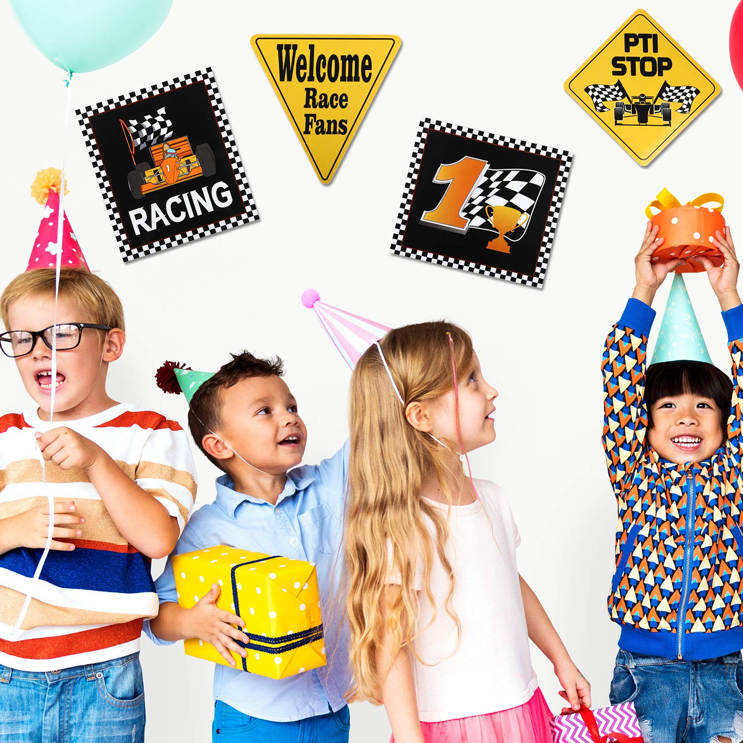 Buy 12 Pieces Race Car Party Decorations Funny Race Car Signs Racing ...