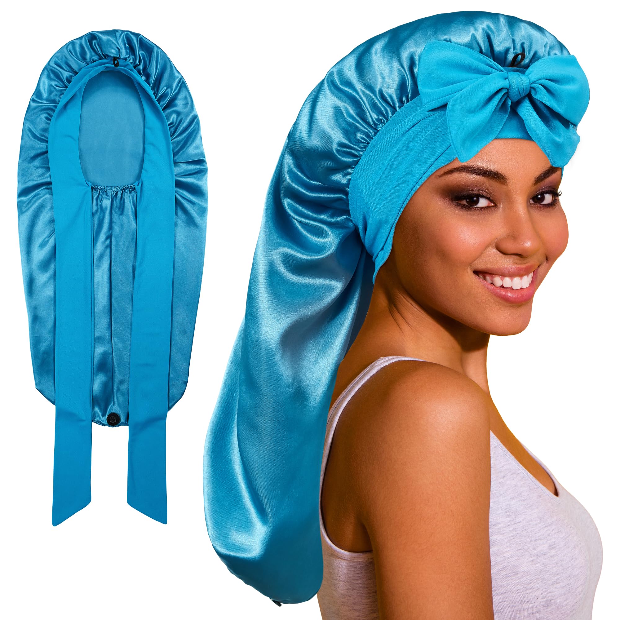 Amazon.com : ROYBENS Long Bonnet Satin Bonnet Silk Bonnet for Sleeping ...