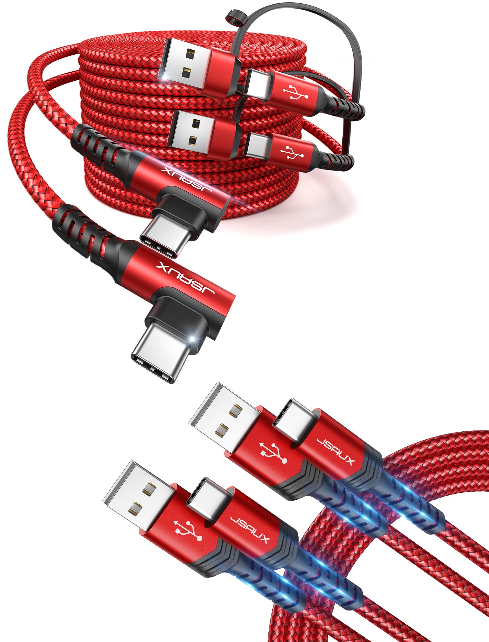 Amazon.com: JSAUX 90° Right Angle 100W USB A/C to USB-C Cable + USB-C ...