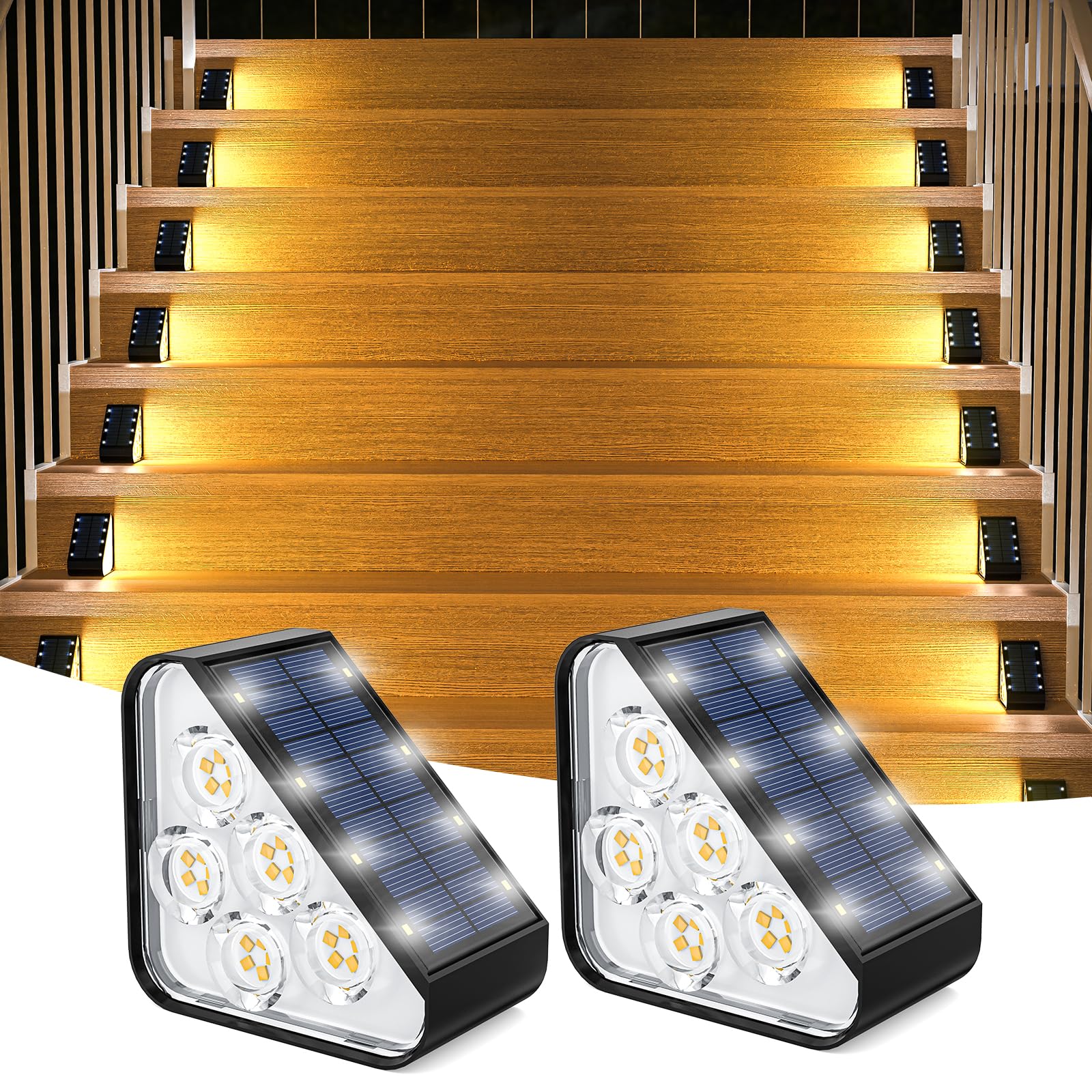 WENATY 33 LED Solar Step Lights Outdoor Waterproof, LED Outdoor Stair ...