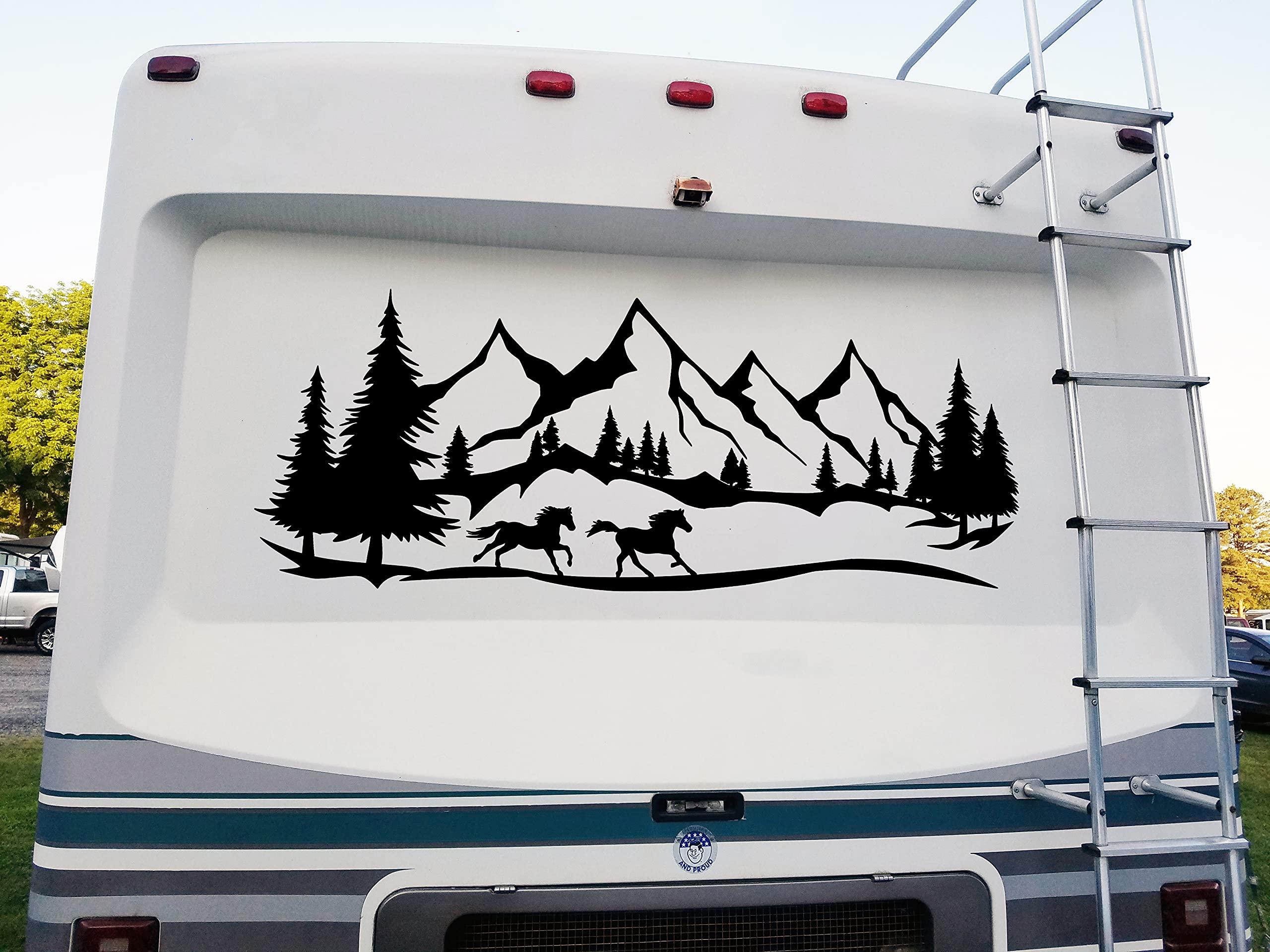 Buy Minglewood Trading Horses Running ains Forest Scene Vinyl Decal V3 ...