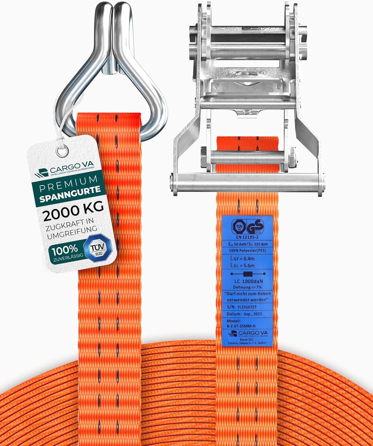 Schwerlast 2000kg Ratschengurte 6m - TÜV/GS & DIN Geprüft - Spanngurte ...