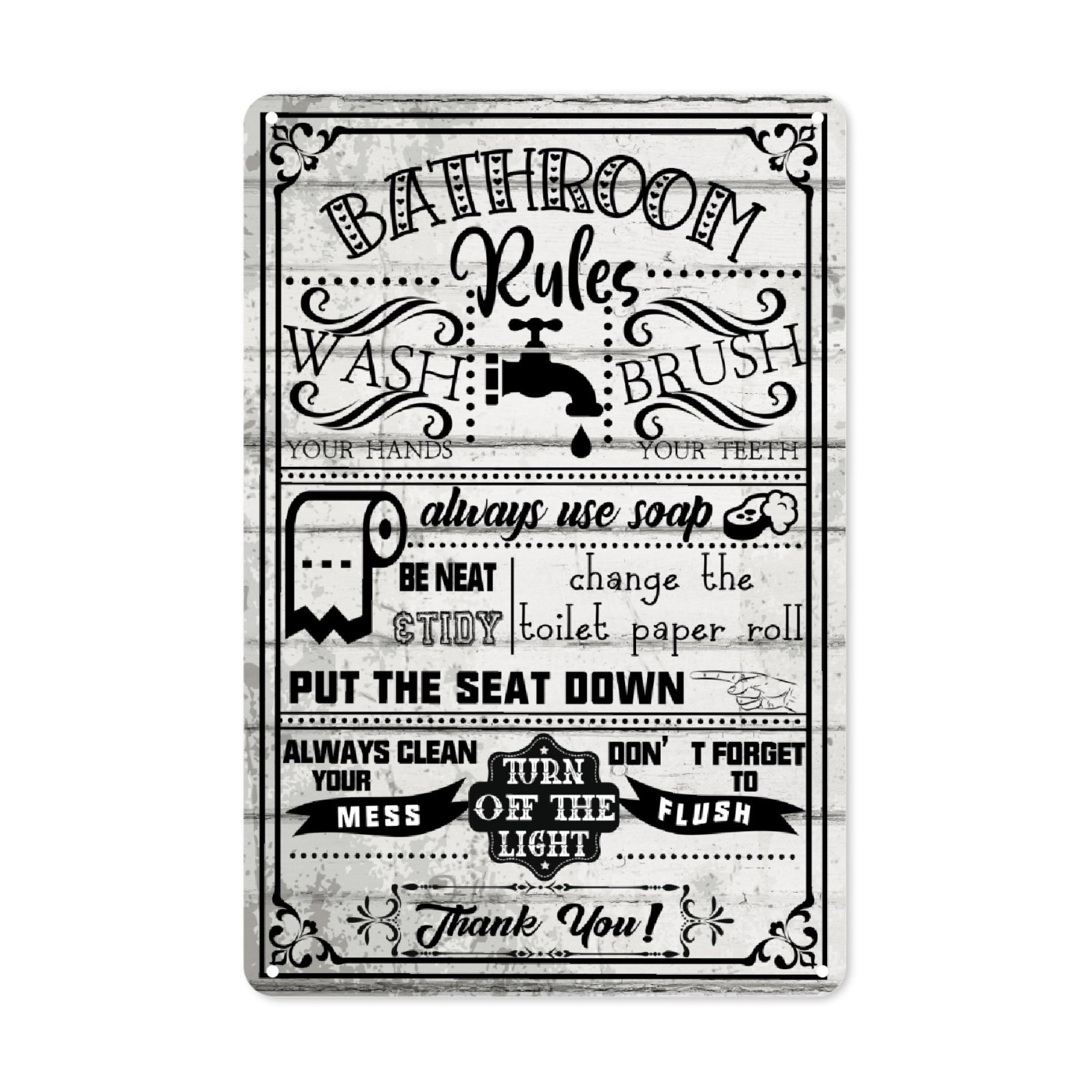 Amazon.com: Bathroom Rules Sign Bathroom Aluminum Wall Decor- Funny ...