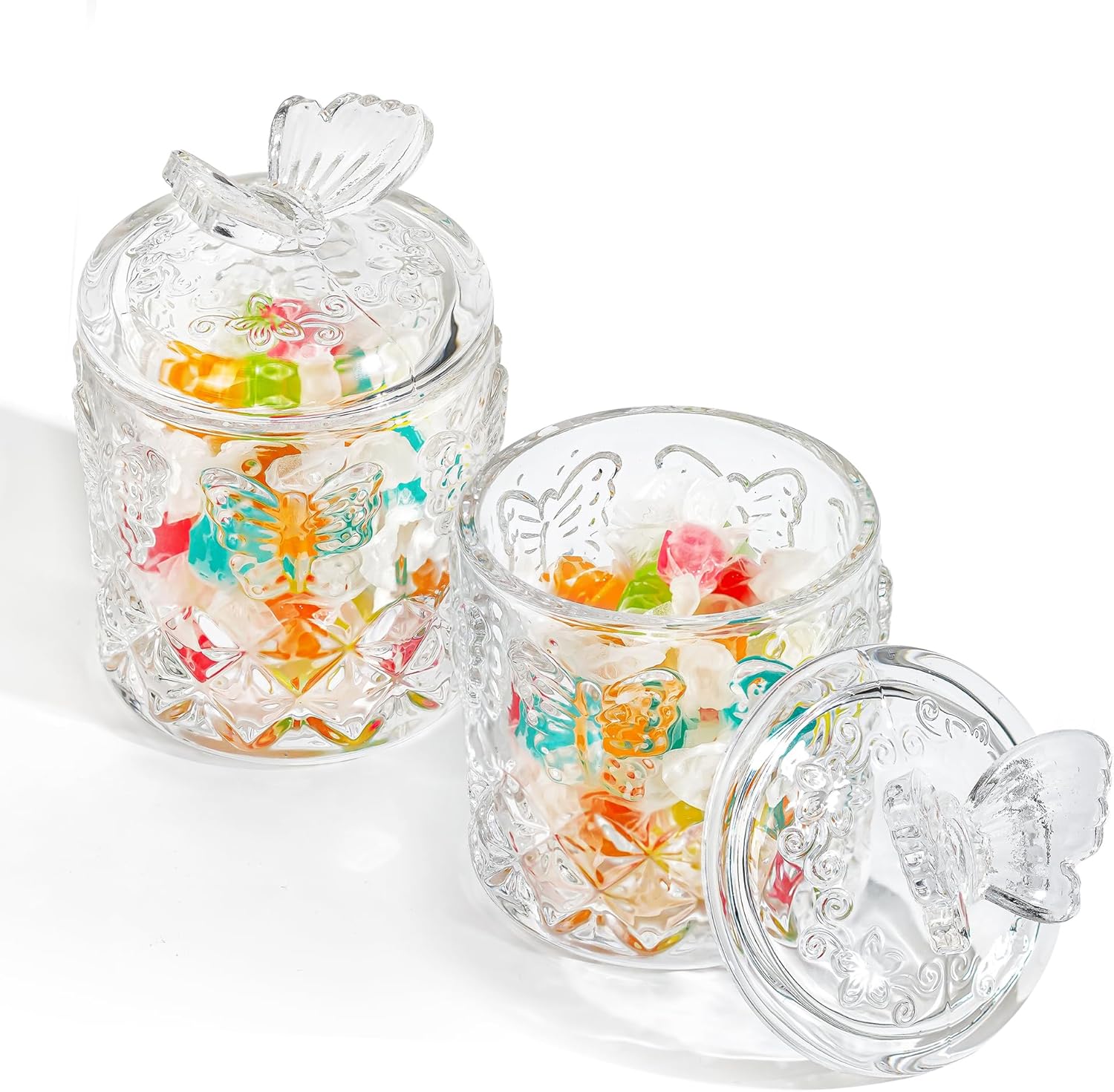 Amazon.com | kanpura 2 Pack Glass Candy Dish with Lid 7 Oz Decorative ...
