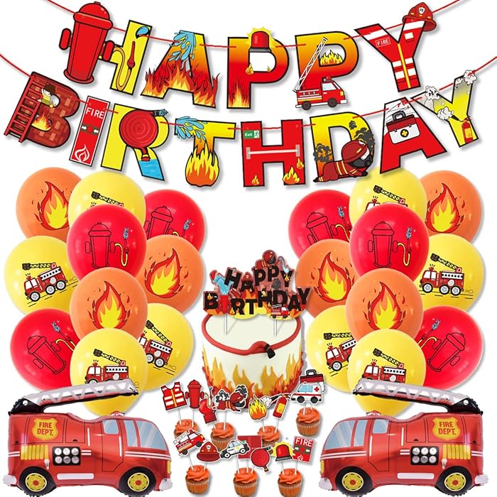 Buy Fireman Birthday Party Supplies Firefighting Birthday Party ...