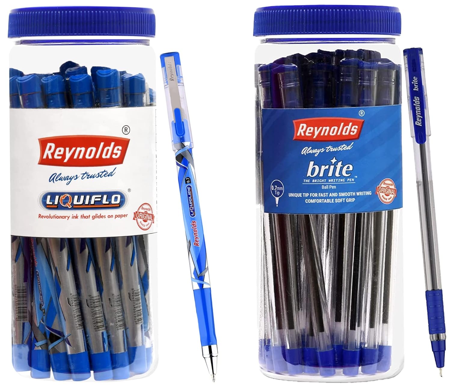 Reynolds LIQUIFLO 20 PENS JAR, BLUE Ball Pen & Reynolds Ball Pen ...