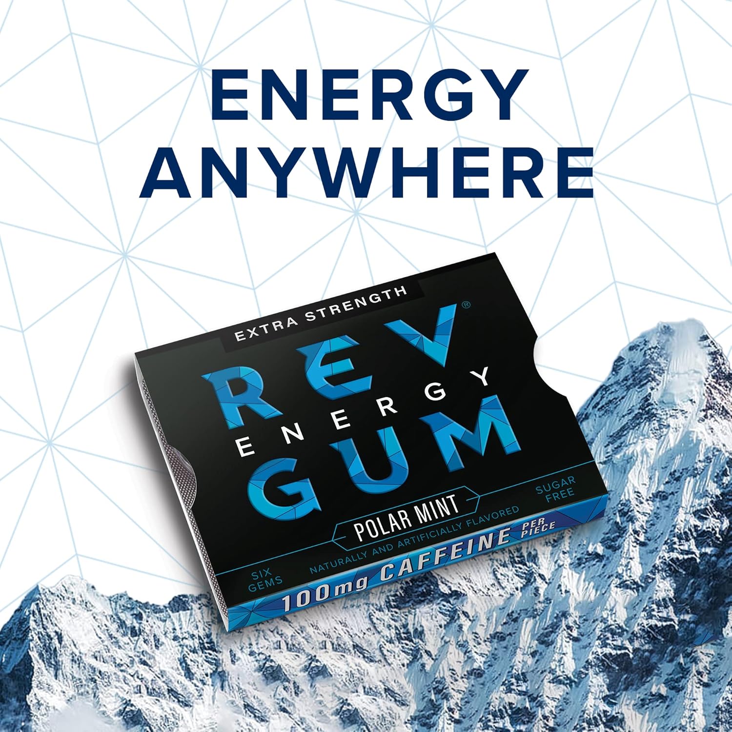 Rev Gum - Sugar Free Spearmint Caffeine Energy Gum - Stay Alert and ...