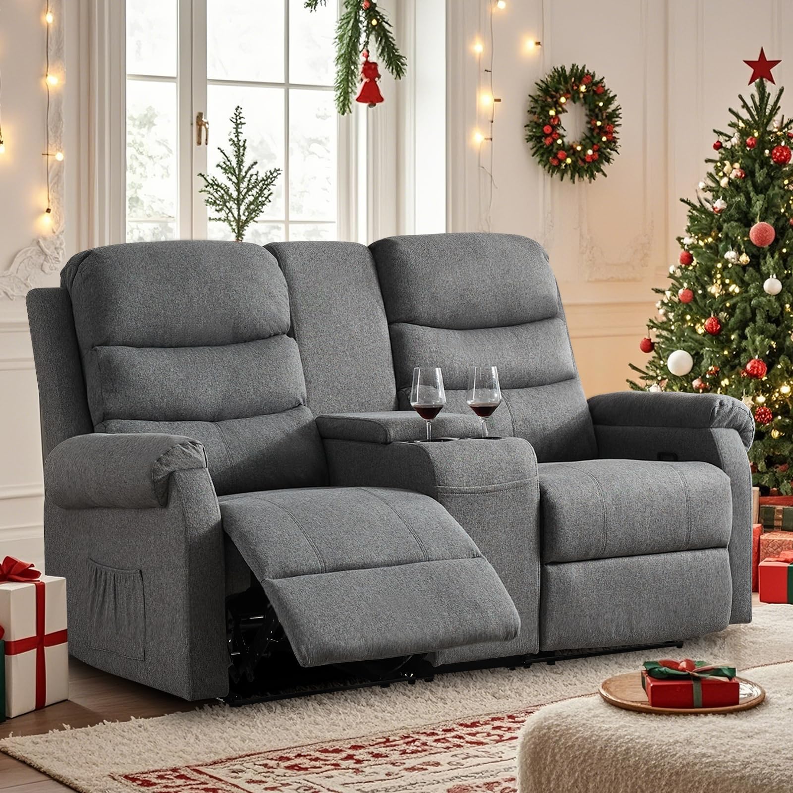 Amazon.com: OQQOEE Reclining Loveseat, Manual Loveseat Recliner Sofa ...