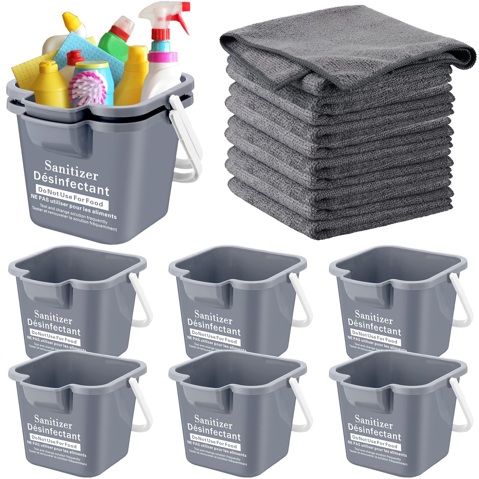 Amazon.com: Vesici 6 Sets 3 Quart Cleaning Bucket with Microfiber ...