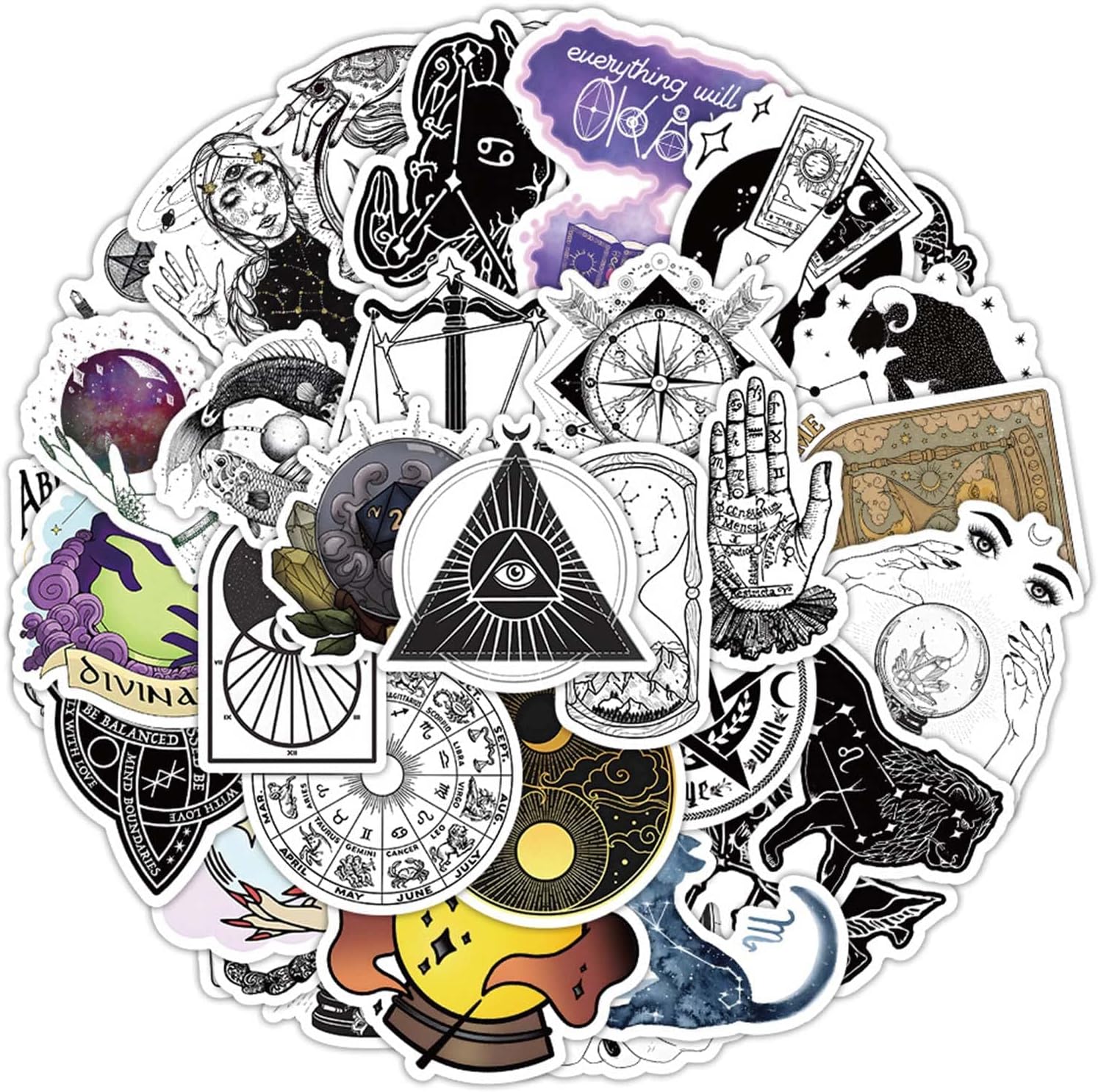 Amazon.com: 50 PCS Astrology Stickers,Zodiac Celestial Stickers for ...