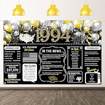 Amazon.com: Dill-Dall Back in 1994 Backdrop Large Banner, Cheers to 31 ...