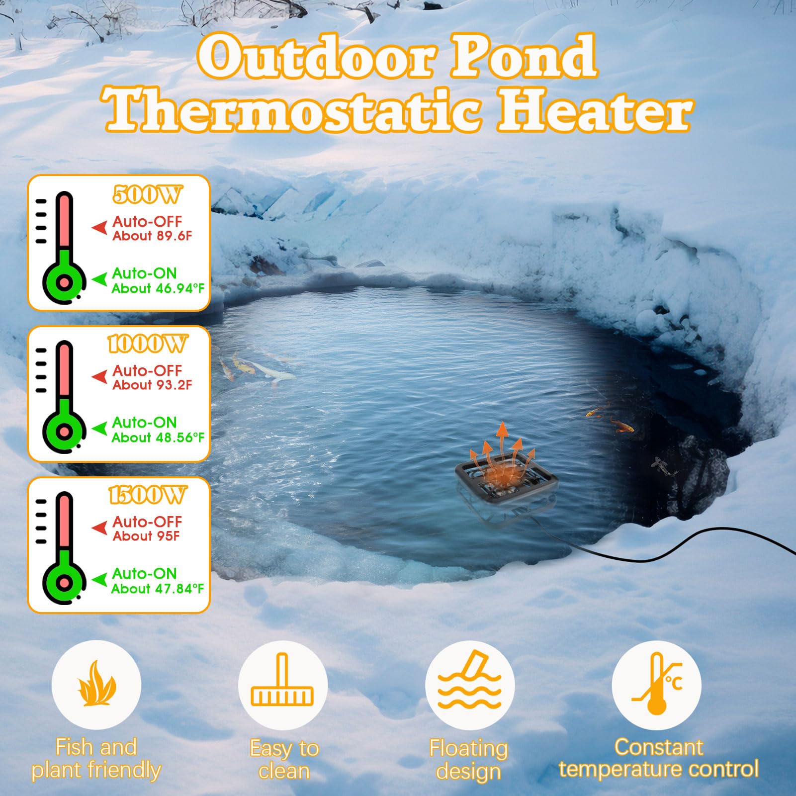 Snapklik.com : Lanathel 500W/1000W/1500W Pond Heater, Floating Pond ...