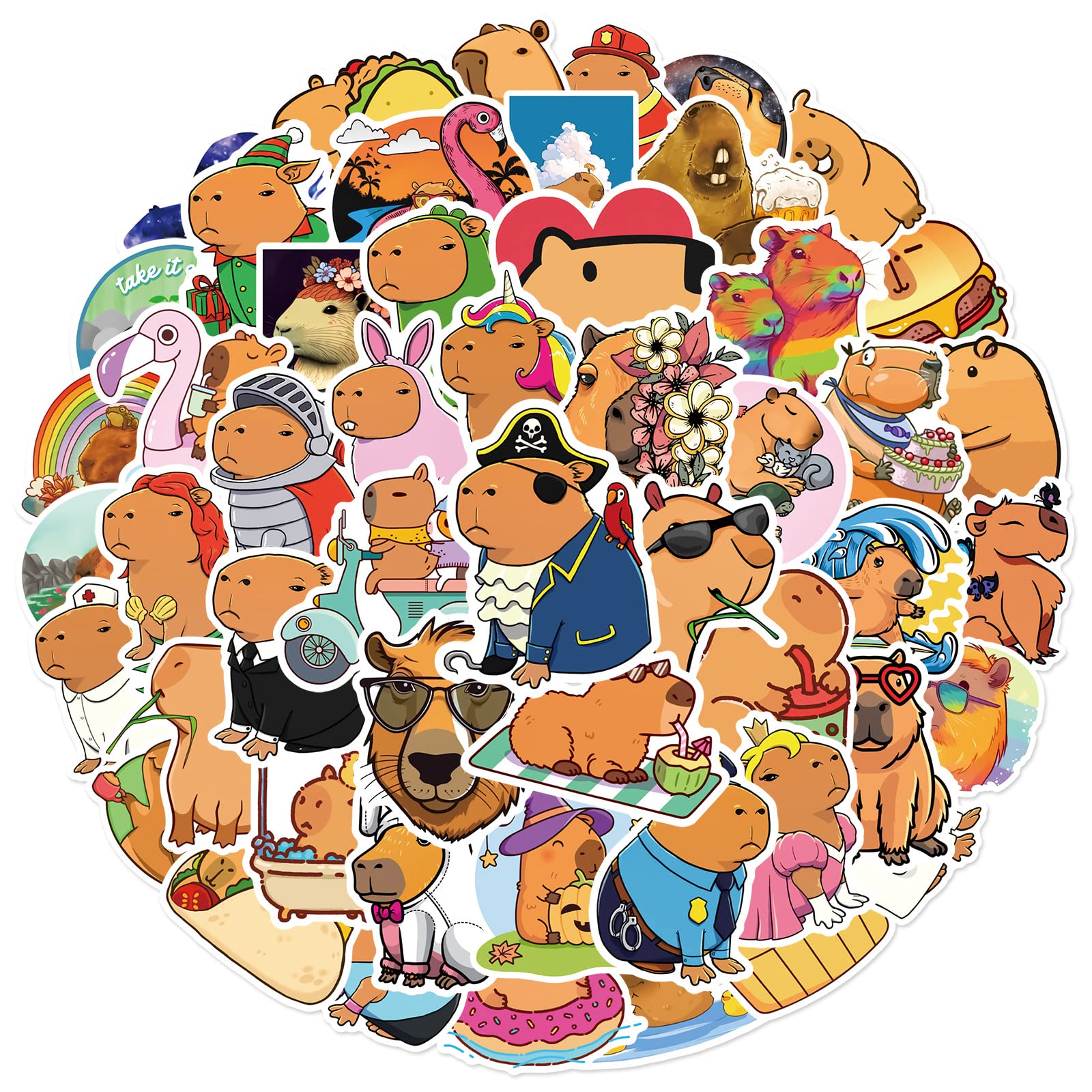 Amazon.com: Aigemumy 50 PCS Capybara Stickers Cute Animal Sticker Pack ...