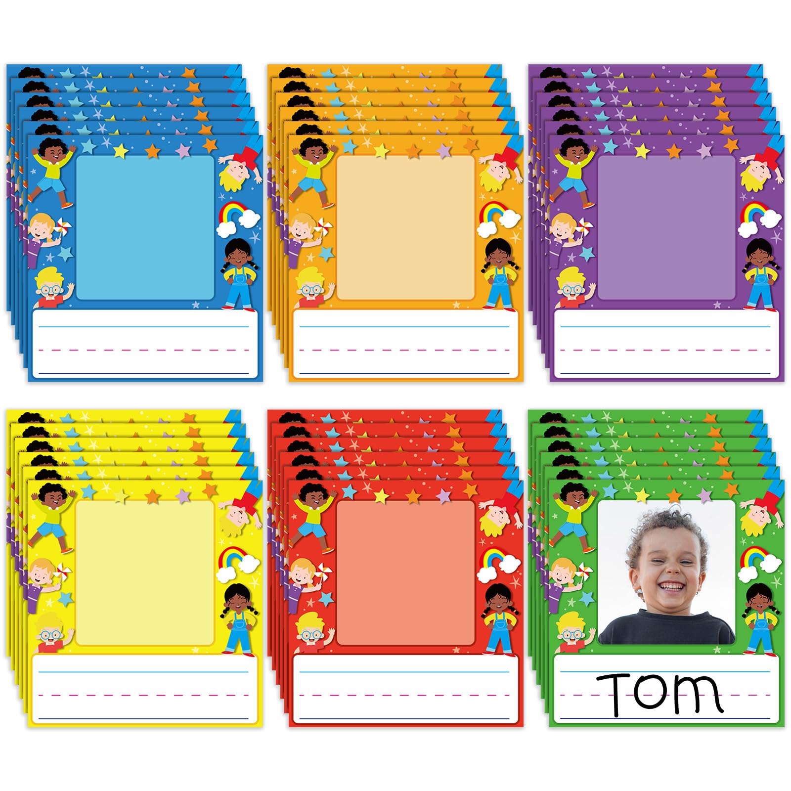Amazon.com: Feifeiya 36 Pcs Kids Photo Nameplates for Desk Kids Name ...