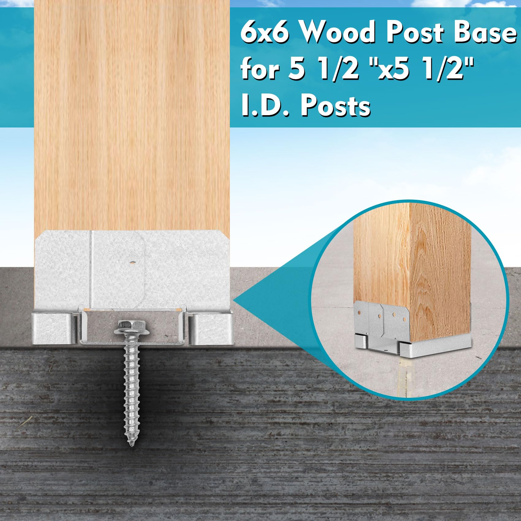 Snapklik.com : 10 PCS 6x6 Post Base For Concrete, Adjustable Aluminum ...