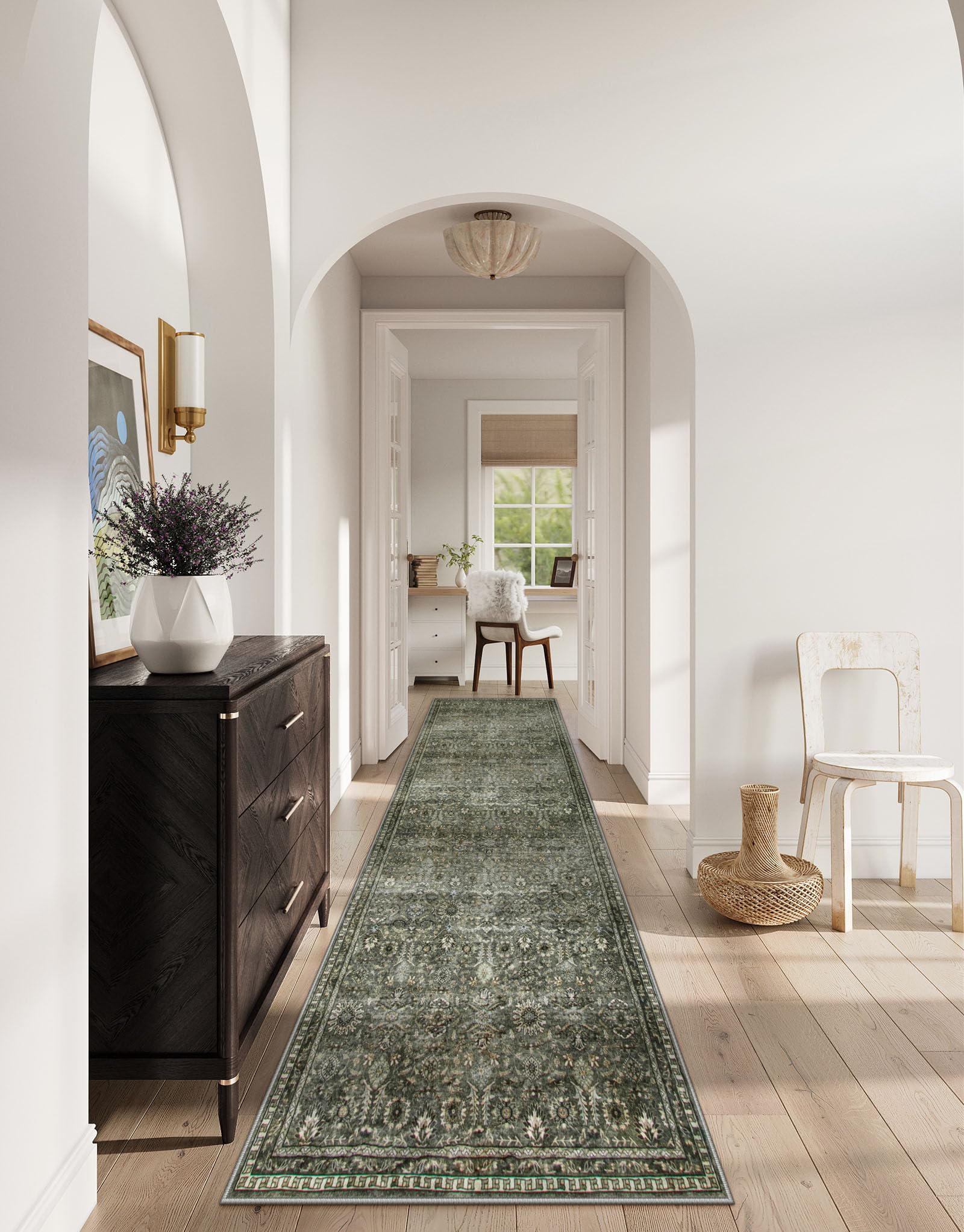 Amazon.com: Lahome Dark Green Runner Rugs for Hallway 2x10, Washable ...