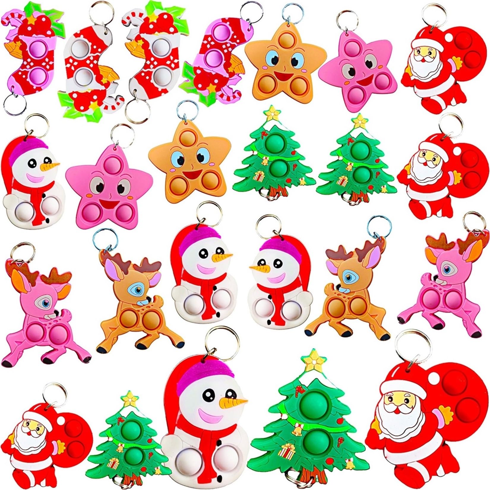 Amazon.com: 24 Packs Funny Christmas Mini Assorted fidgets Bubble Toys ...