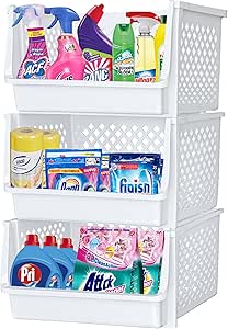Amazon.com: TidyFriend Plastic Stackable Bins for Pantry, 3 Pack Large ...